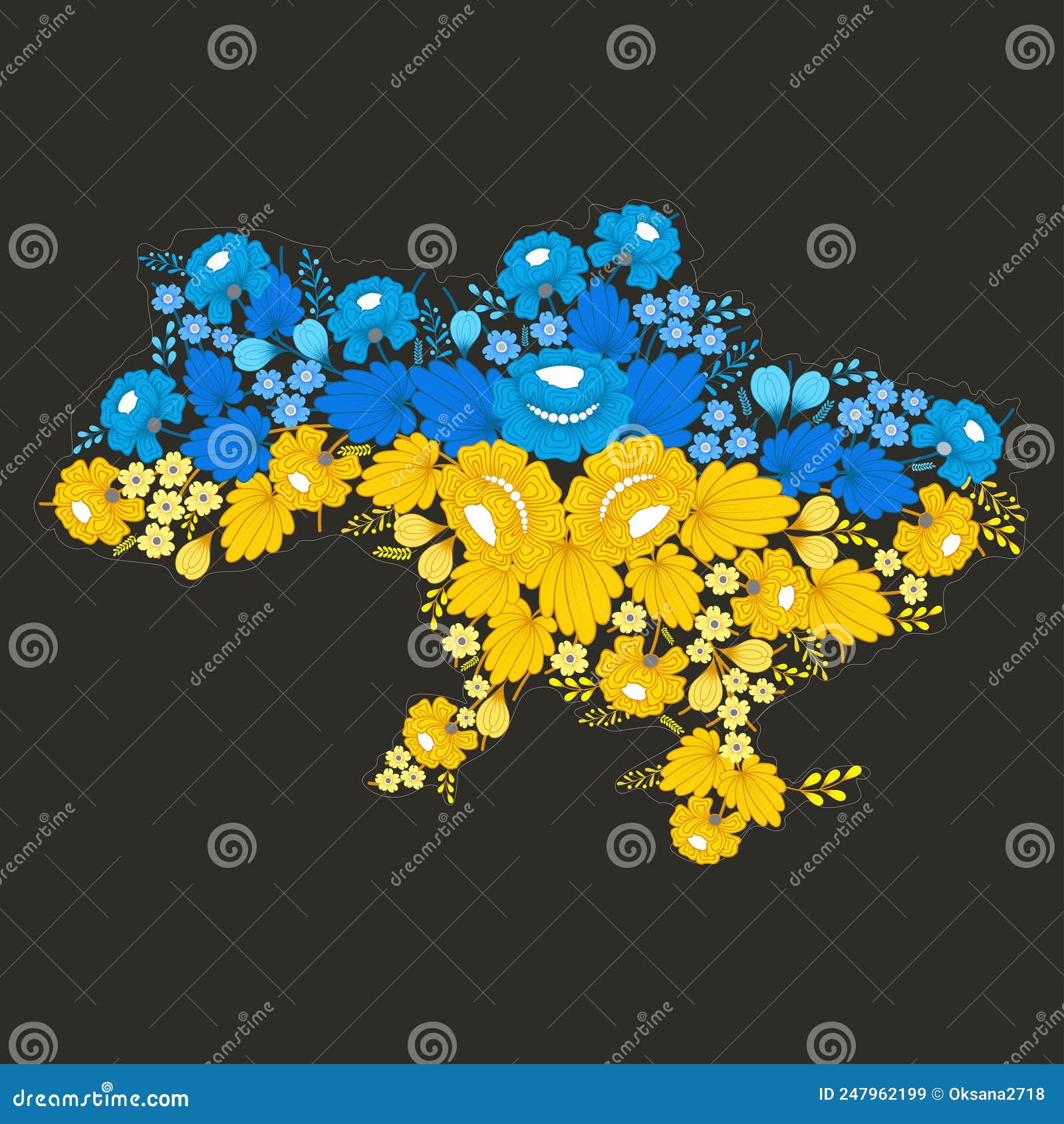 Map of Ukraine from Flowers Stock Vector - Illustration of national ...