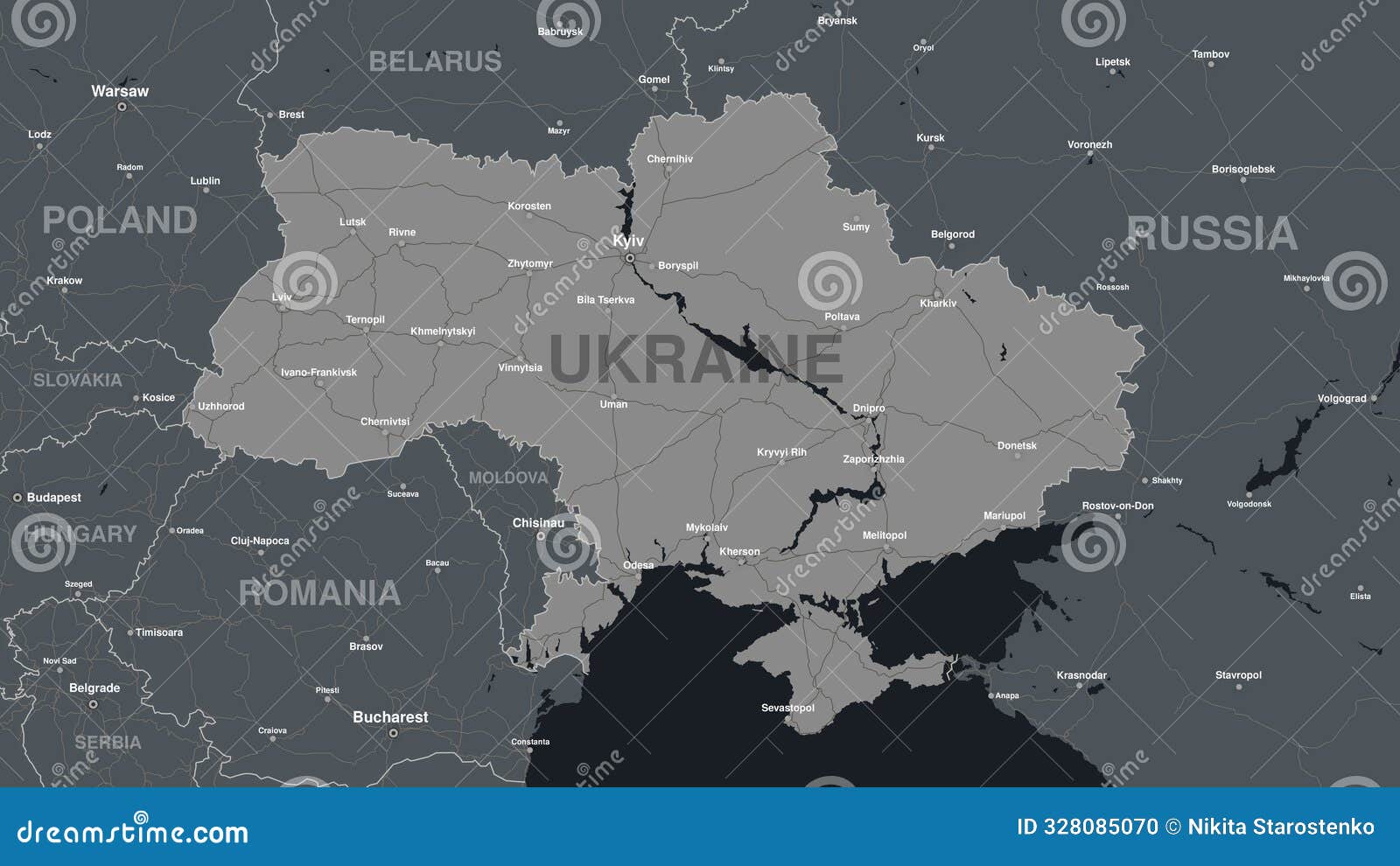Map of Ukraine, within State Borders, 2D Illustration. Stock ...