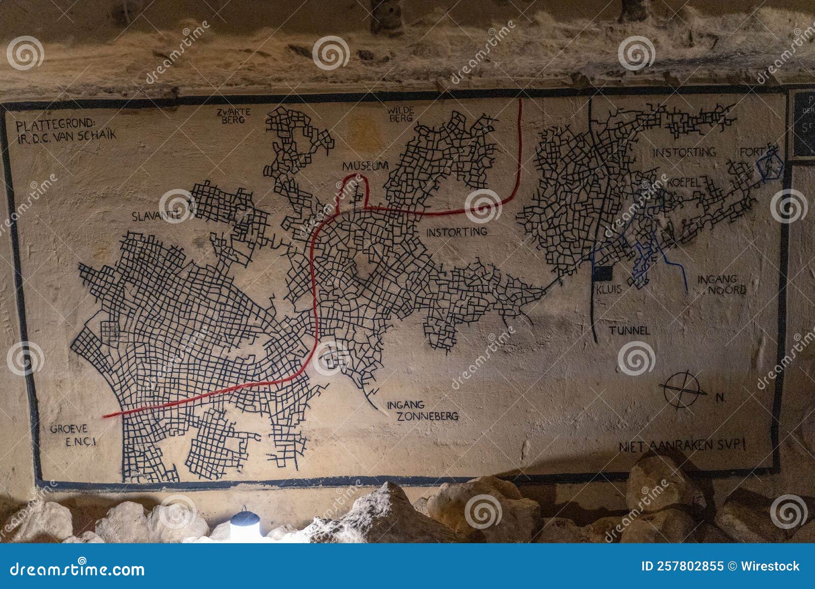 Map of the Underground Cave Network in Maastricht Stock Image - Image ...