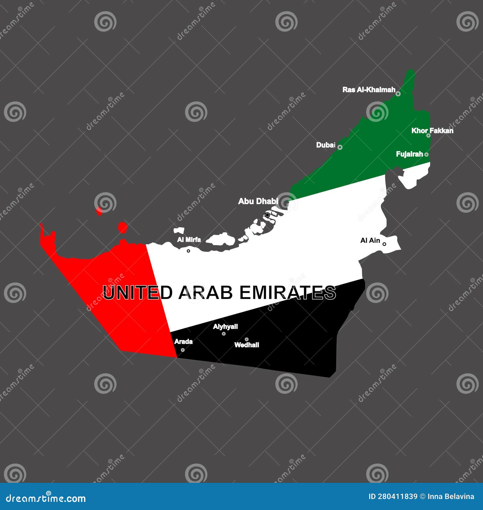 Map of United Arab Emirates. Map of UAE. Graphic Illustration with Map ...