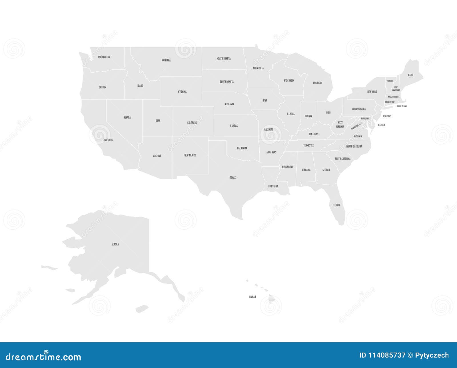 Vector Map of United States of America with State Names Stock Vector ...
