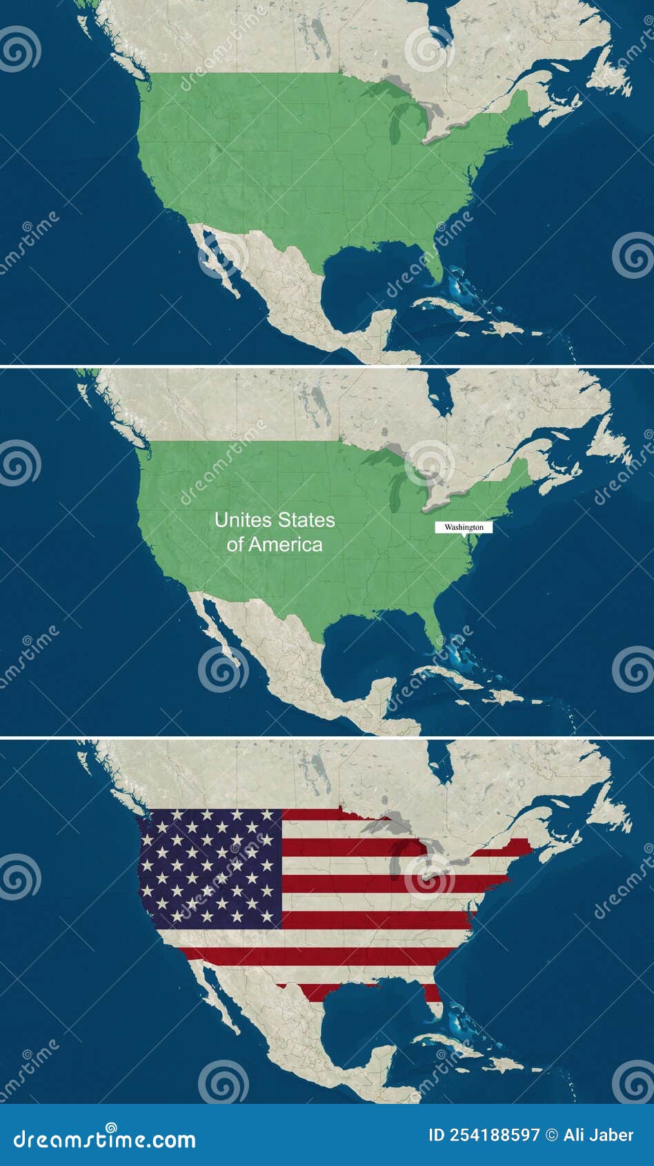 The Map of United States of America with Text, Textless, and Flag Stock ...