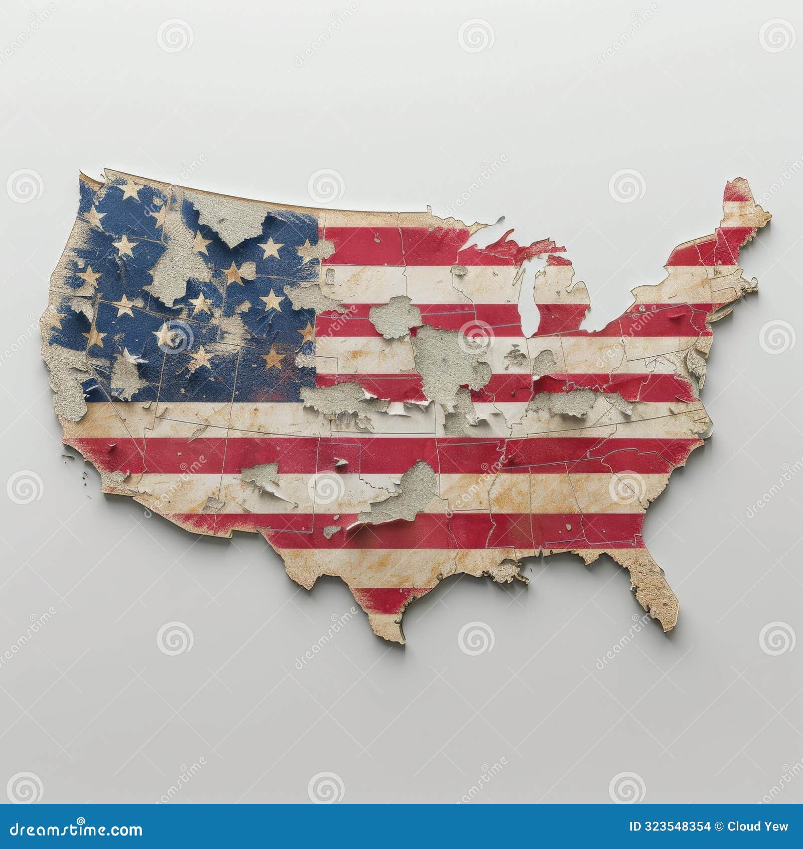 A Map of the United States with a Flag Missing Stock Illustration ...