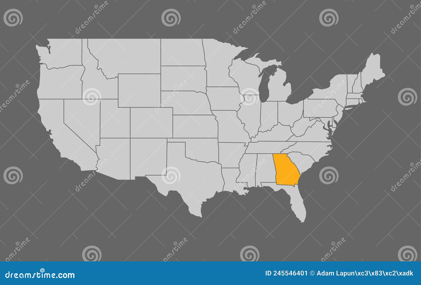 Map of the United States with Georgia Highlight Stock Vector ...