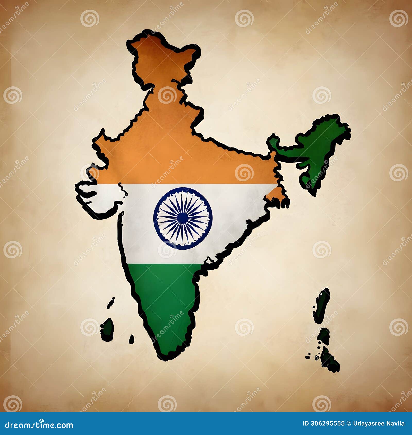 Map of Unity: the Indian Flag Soaring High, Generative Ai Stock ...