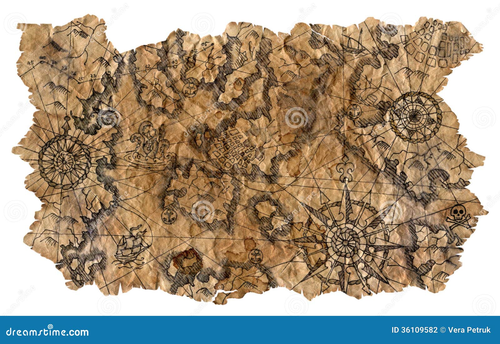 Map of unknown lands 2 stock illustration. Illustration of rose - 36109582