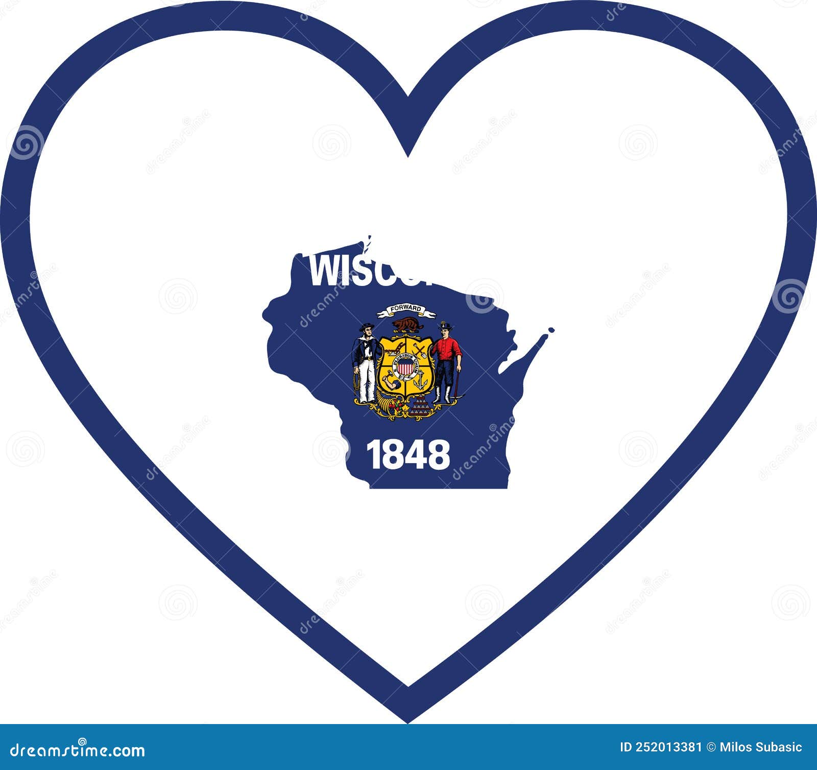 Map of US Federal State of Wisconsin Stock Vector - Illustration of ...