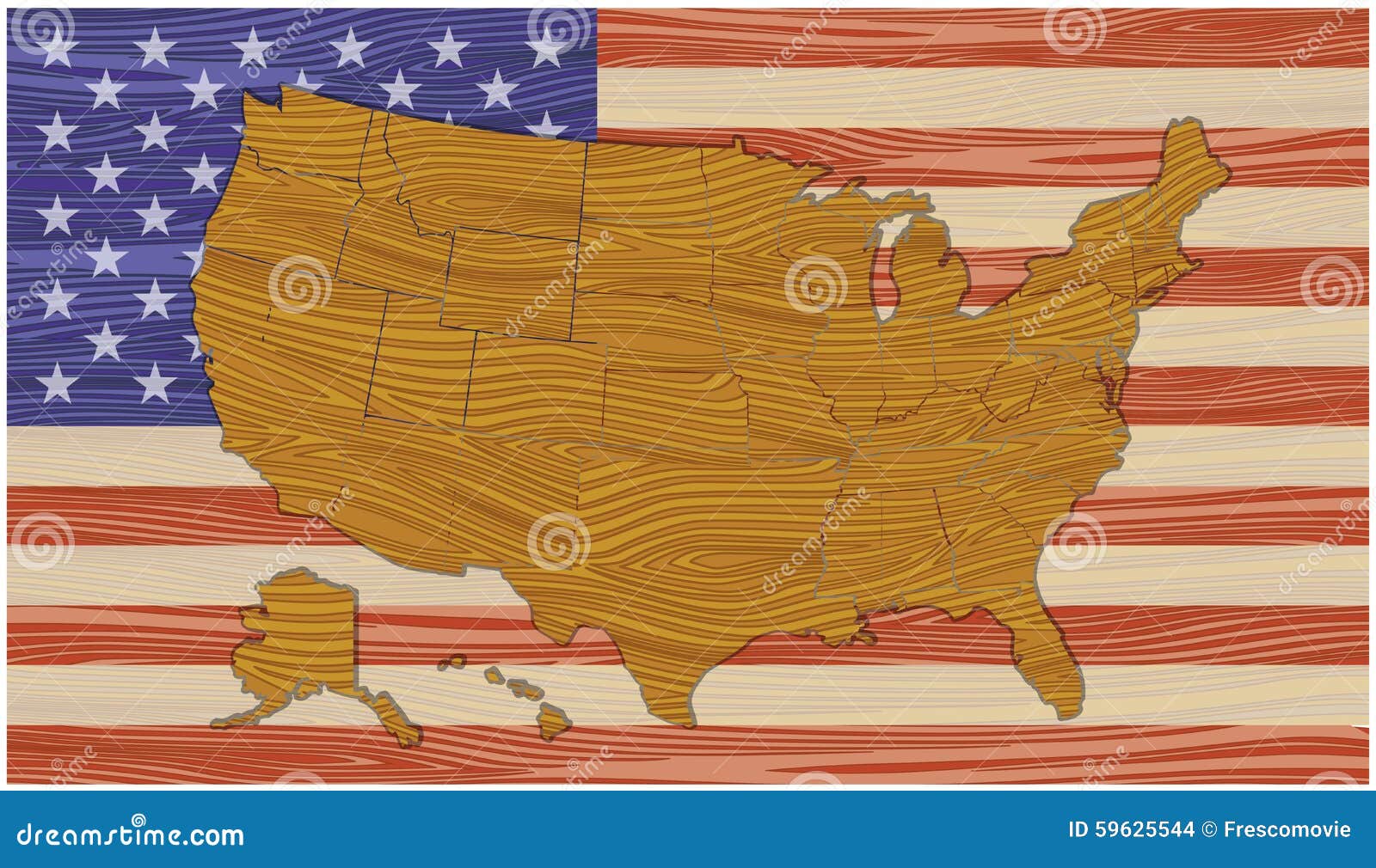 Map of the US flag stock vector. Illustration of banner - 59625544