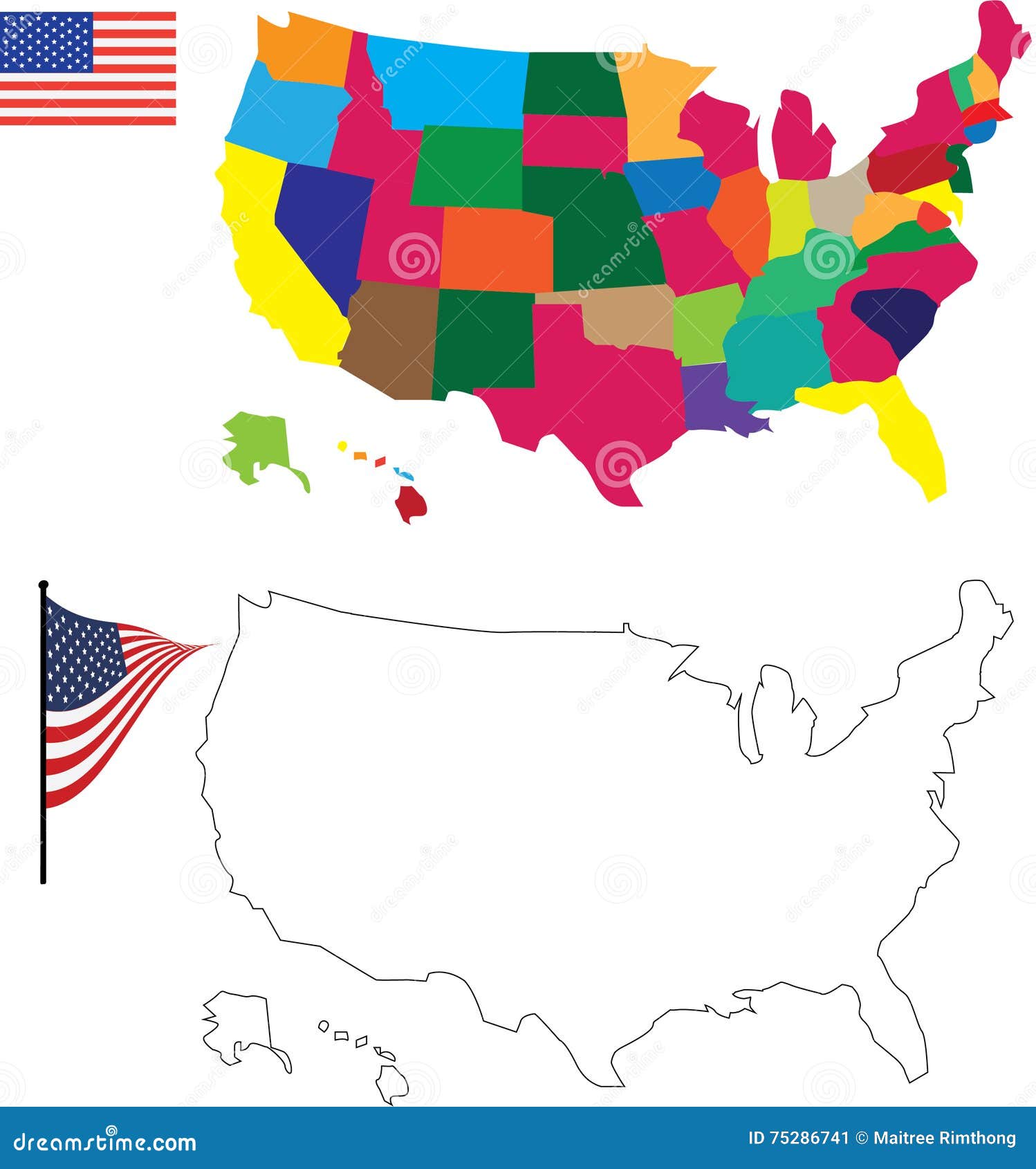 Map USA stock illustration. Illustration of design, america - 75286741