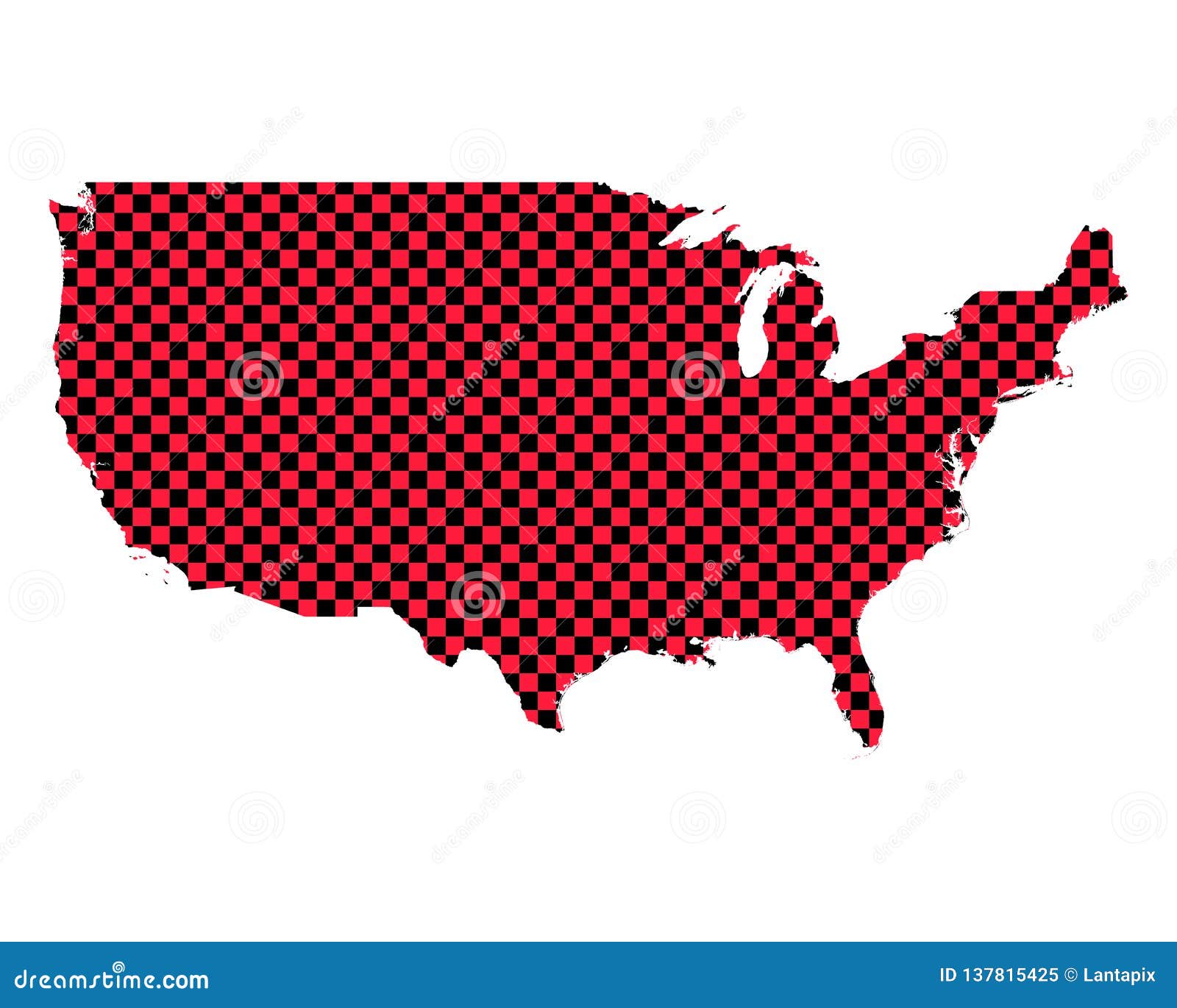 Map of the USA in Checkerboard Pattern Stock Vector - Illustration of ...
