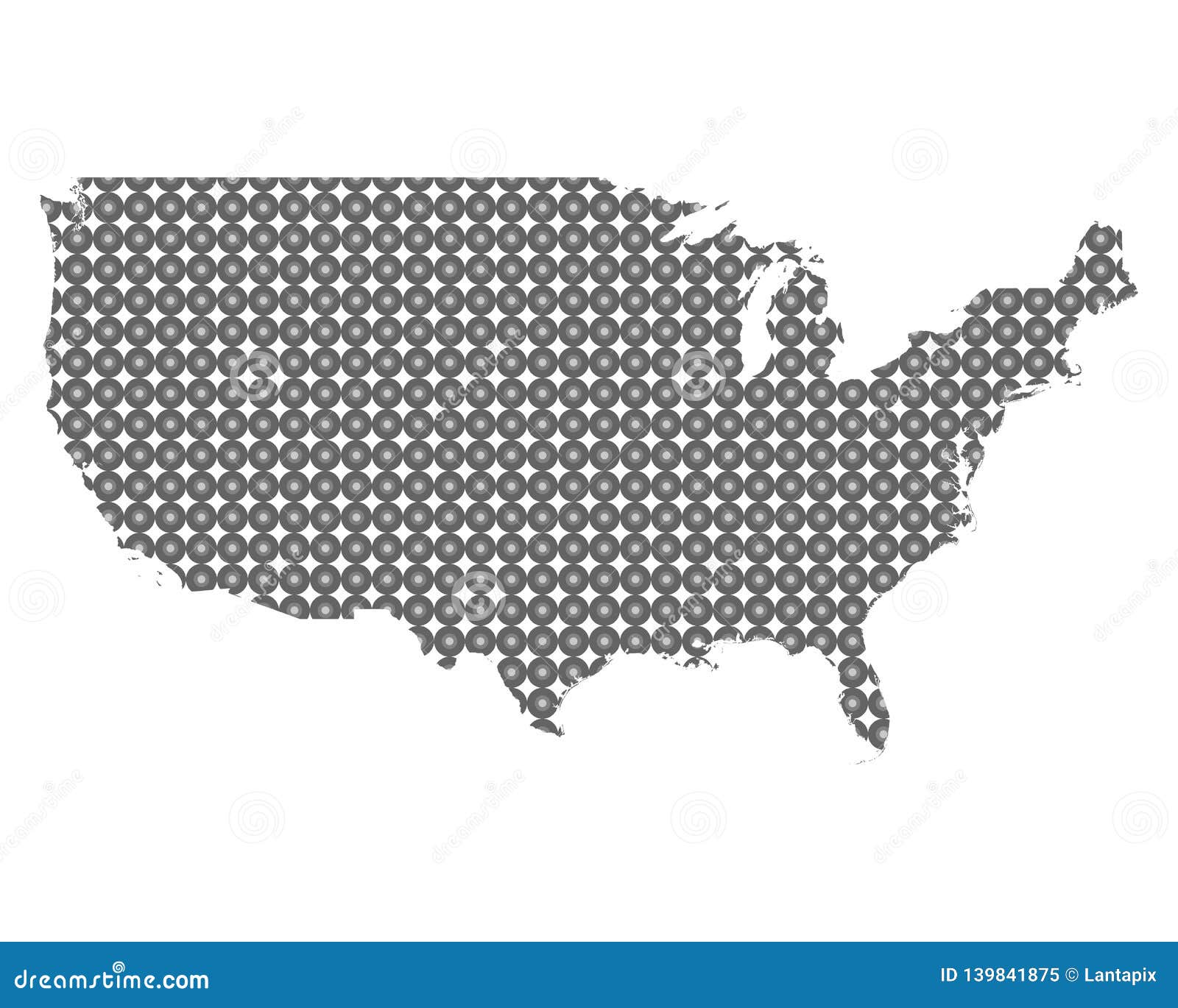 Map of the USA in circles stock vector. Illustration of colored - 139841875