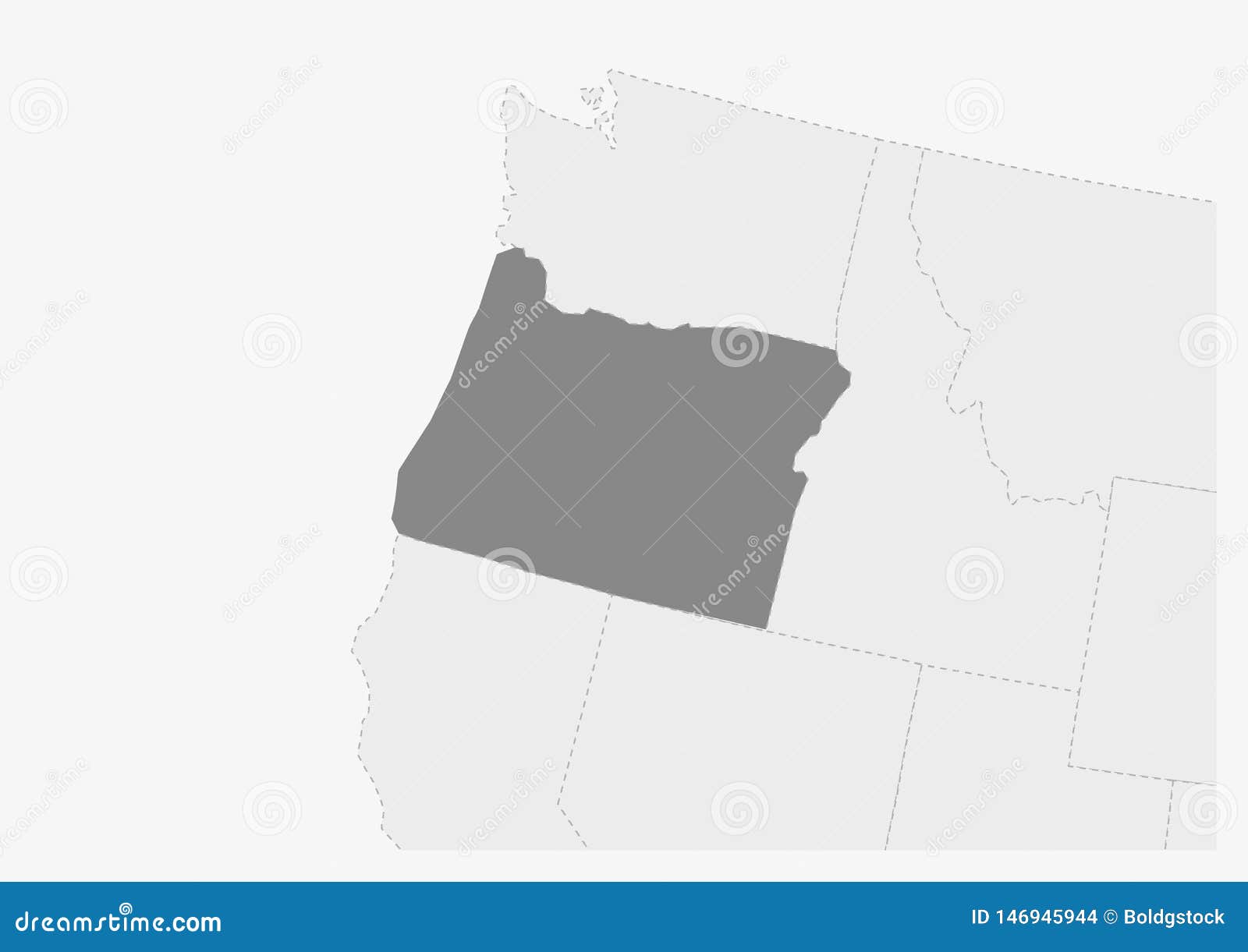 Oregon, OR, Gray Political Map, US State, The Beaver State Cartoon ...