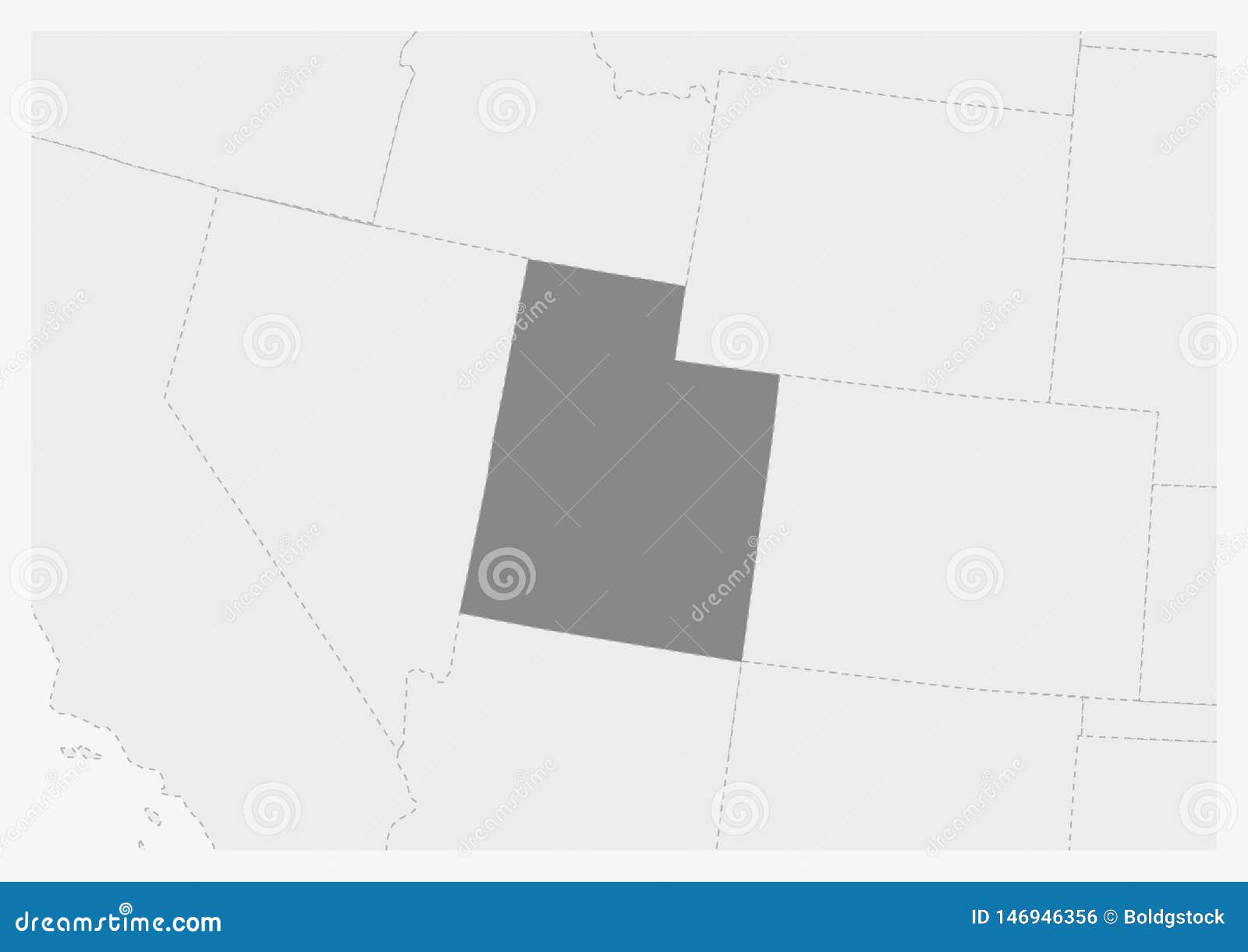 Utah, UT, Gray Political Map, US State, Nicknamed Beehive State Vector ...
