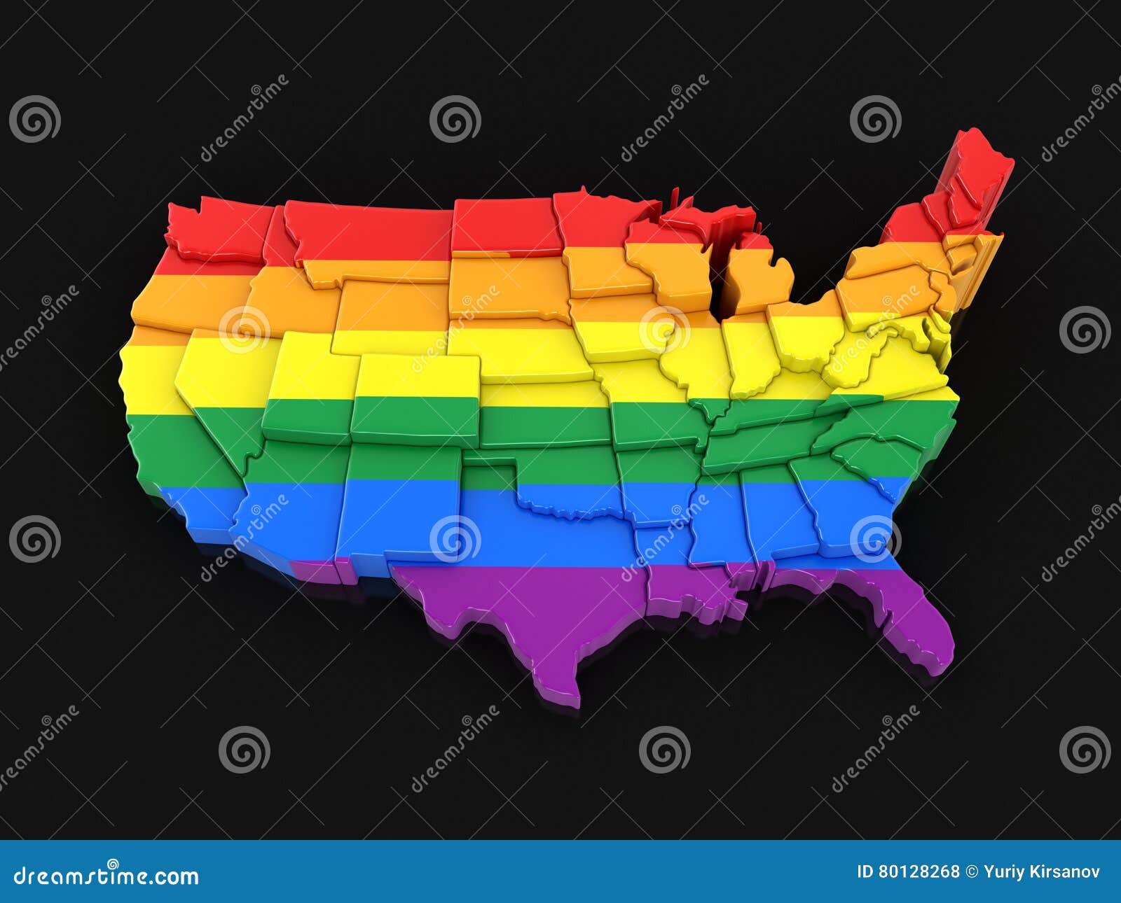 Map of USA with LGBT flag stock illustration. Illustration of community ...