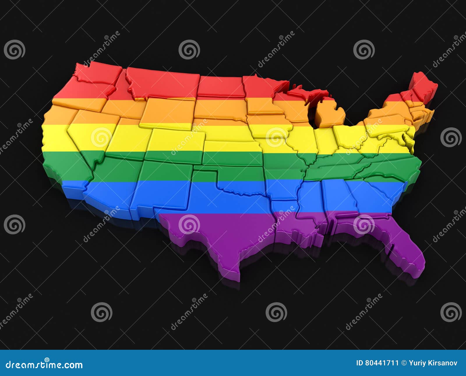 Map of USA with LGBT flag stock illustration. Illustration of black ...