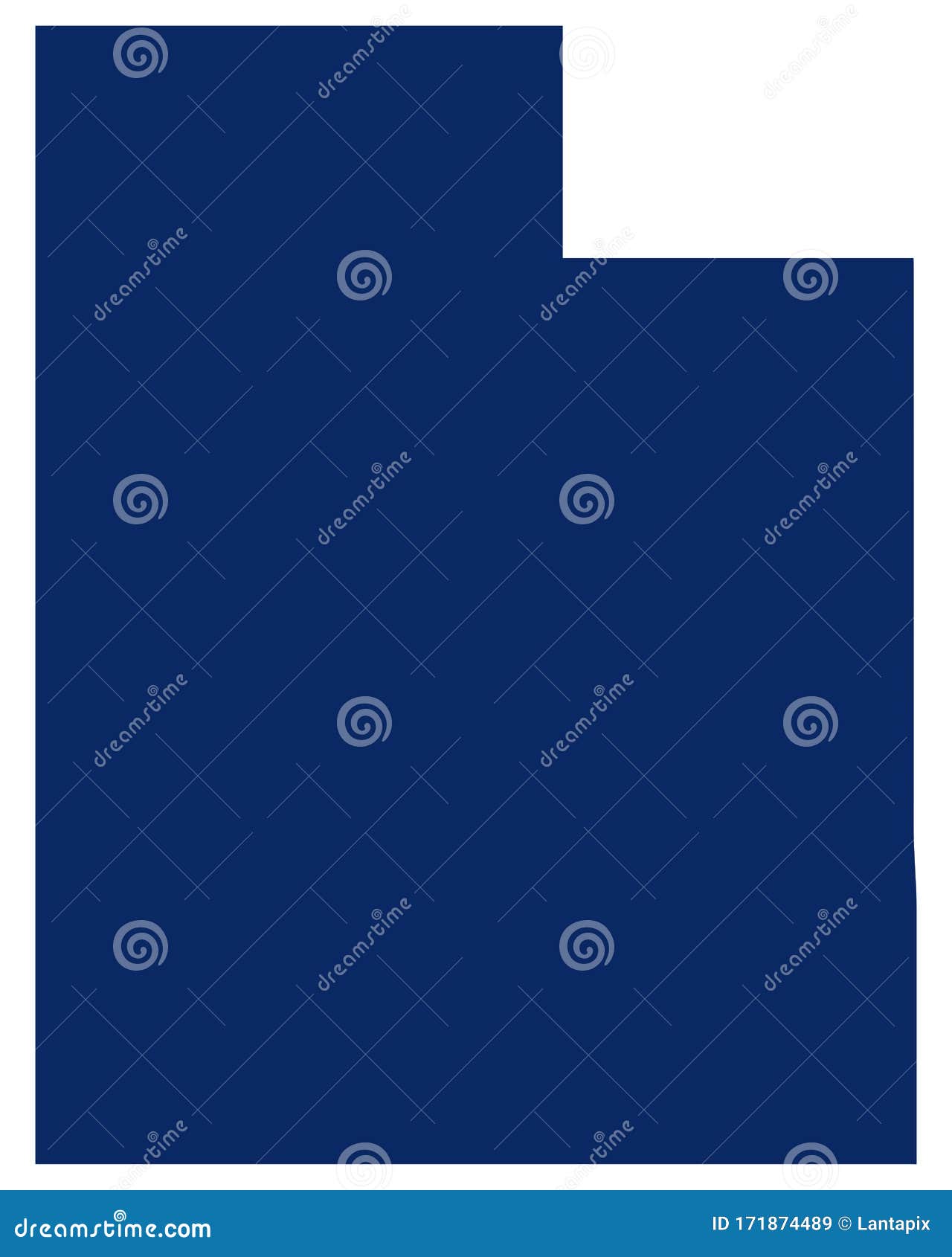 Map of Utah in blue colour stock vector. Illustration of colour - 171874489