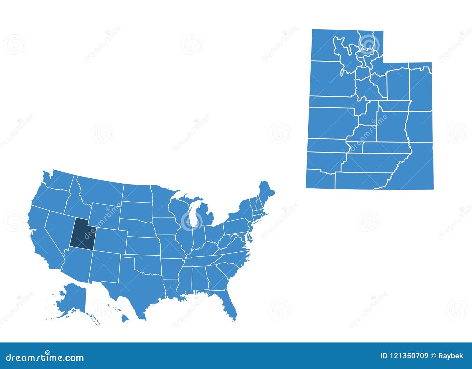Map of Utah state stock vector. Illustration of county - 121350709
