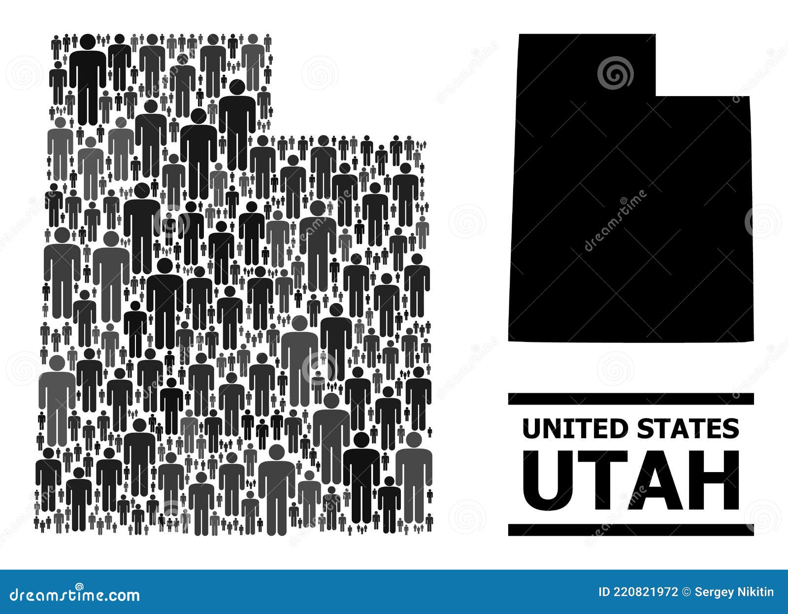 Vector Humans Mosaic Map of Utah State and Solid Map Stock Vector ...