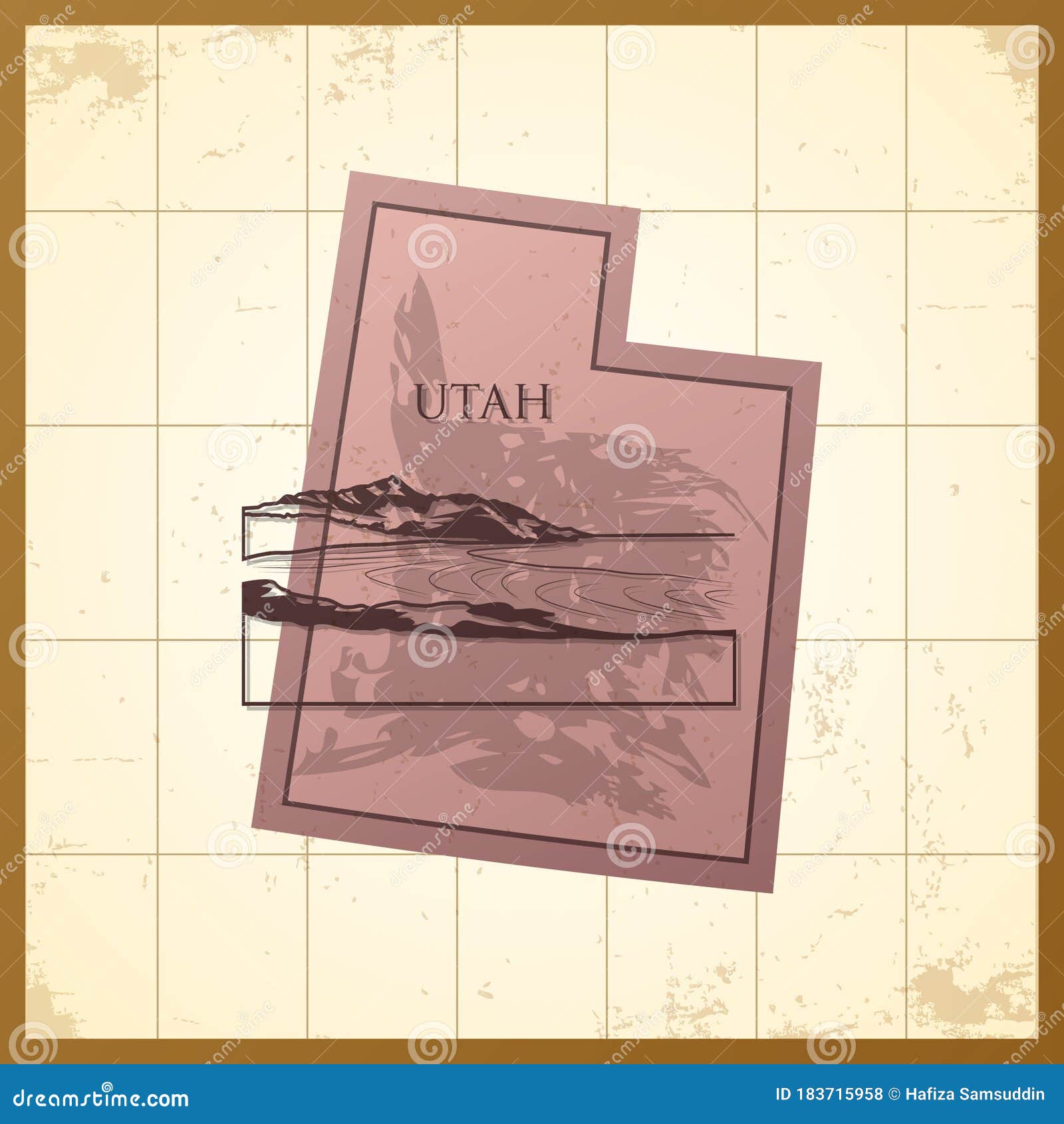 A map of Utah state. stock illustration. Illustration of decorative ...