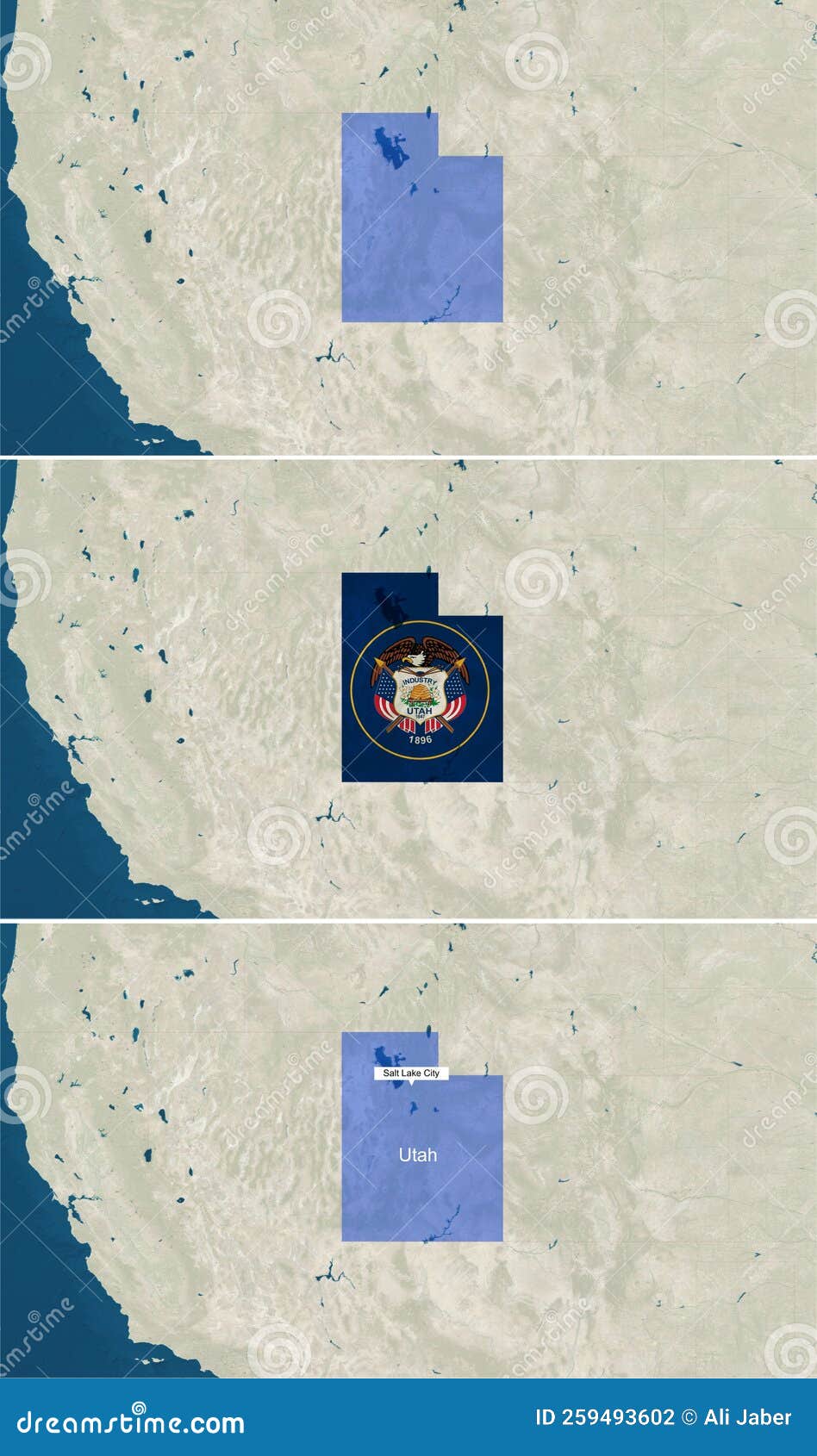 The Map of Utah with Text, Textless, and with Flag Stock Illustration ...