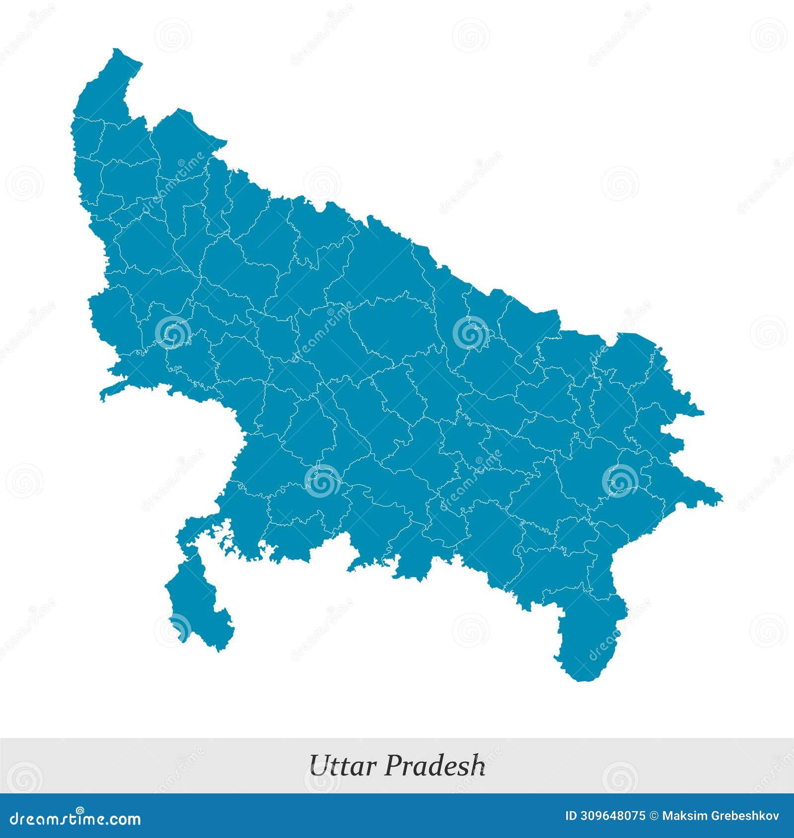 Map of Uttar Pradesh is a State of India with Districts Stock Vector ...