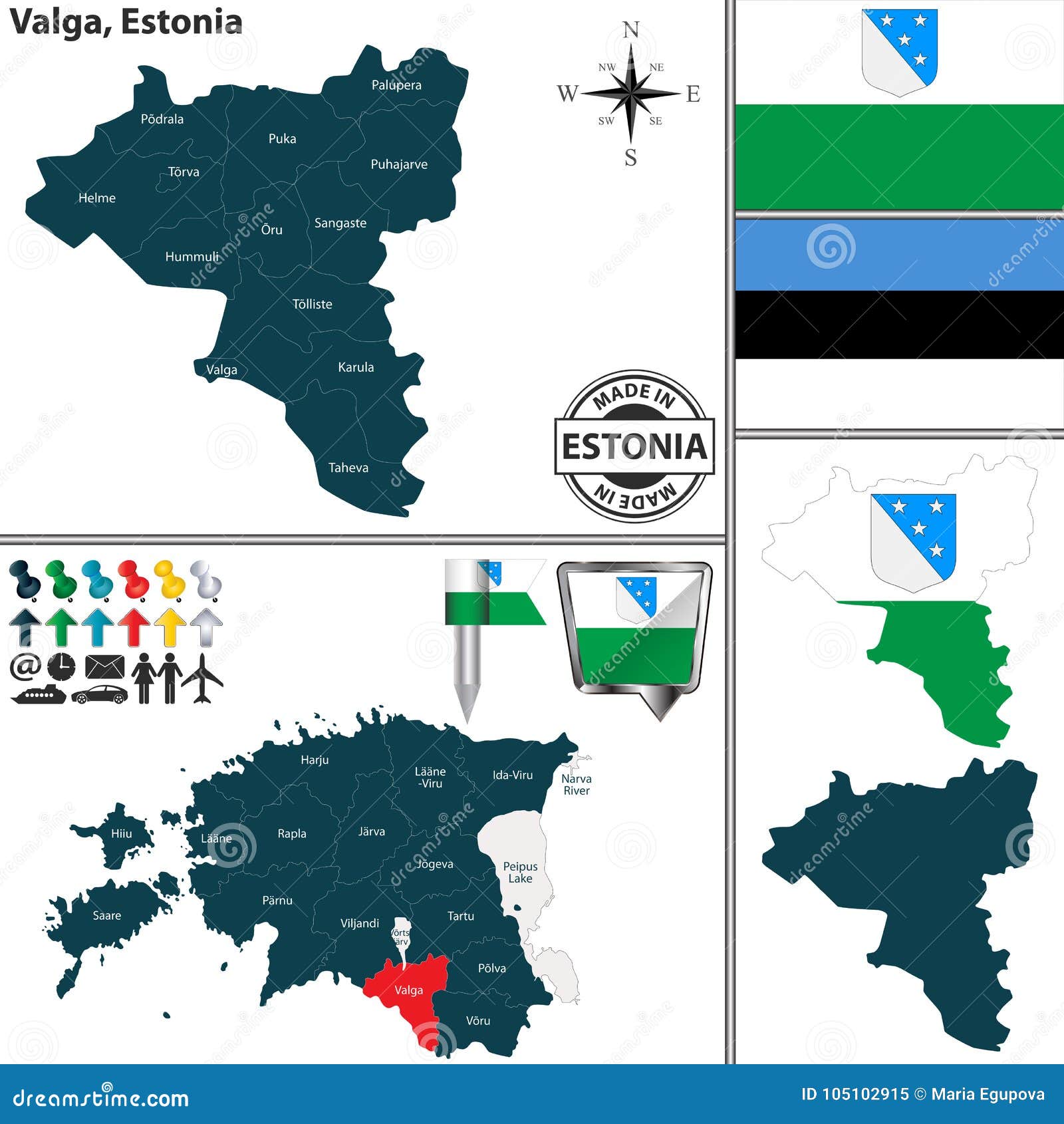 Map of Valga, Estonia stock vector. Illustration of estonia - 105102915