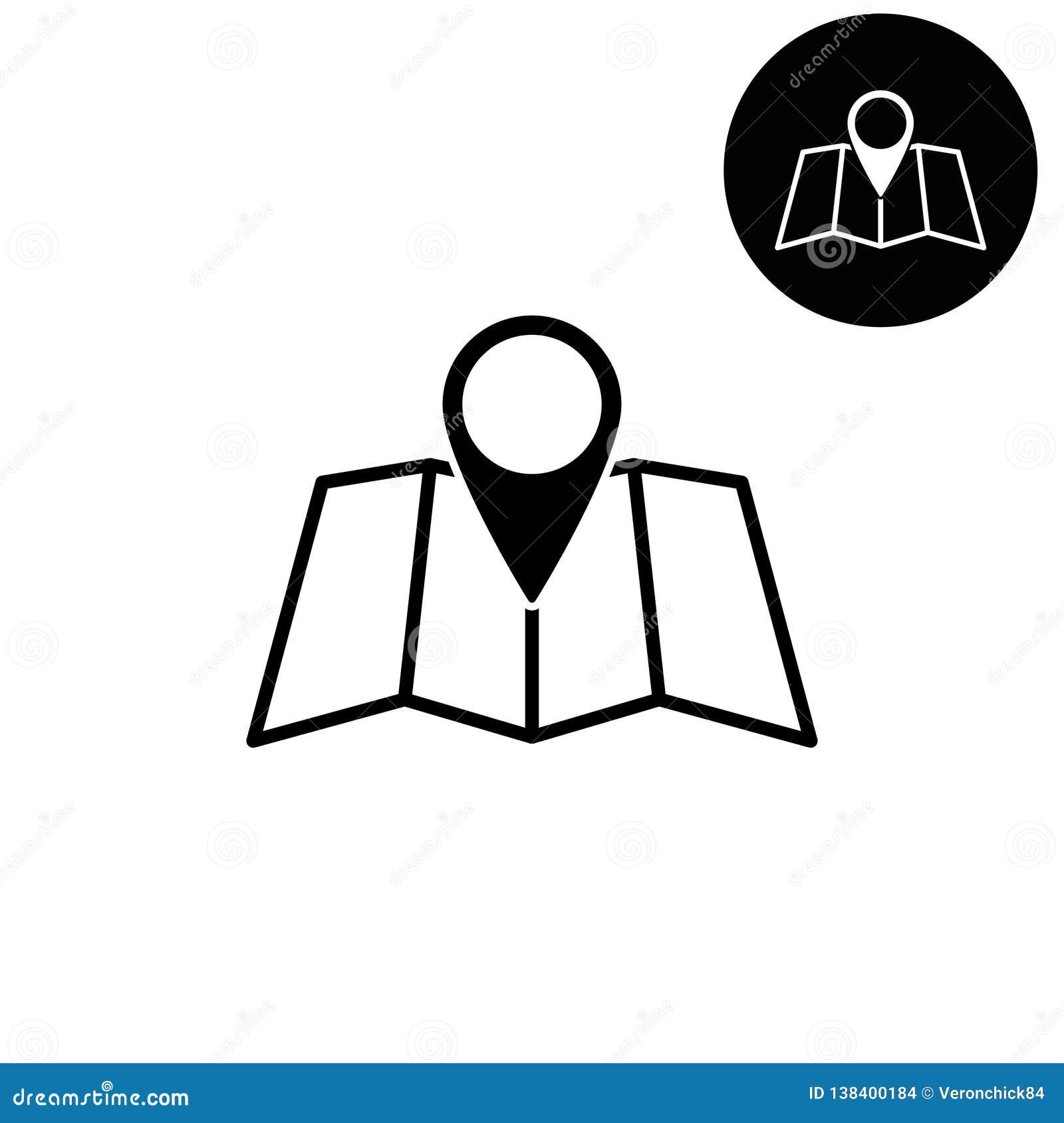 Map - white vector icon stock vector. Illustration of badge - 138400184