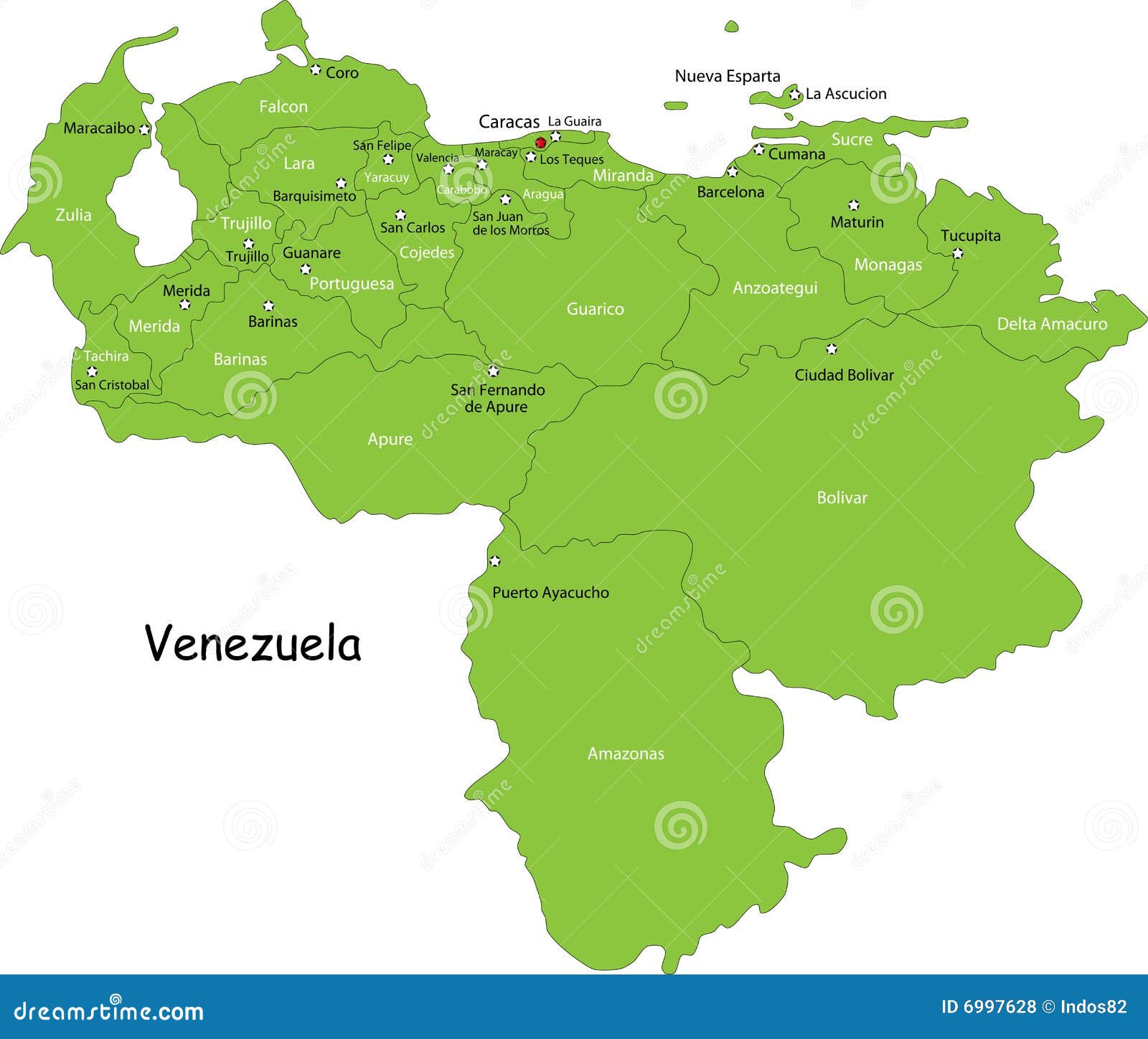 Map of Venezuela stock vector. Illustration of political - 6997628