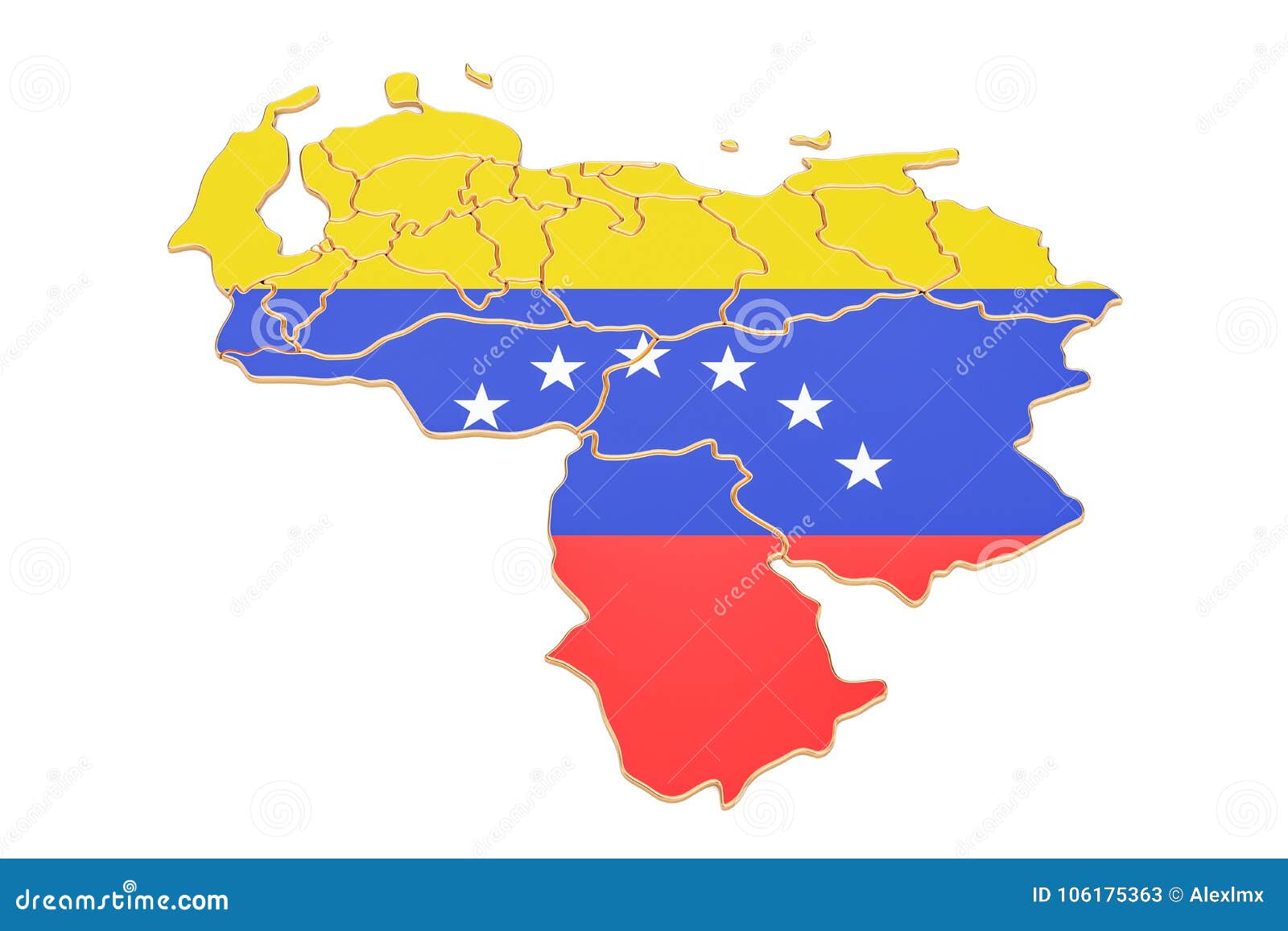 Map of Venezuela, 3D Rendering Stock Illustration - Illustration of ...