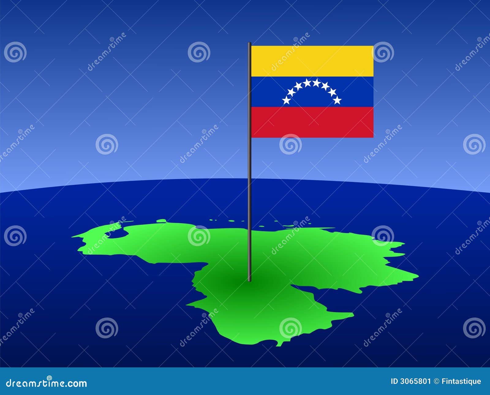 Map of Venezuela with flag stock vector. Illustration of pole - 3065801