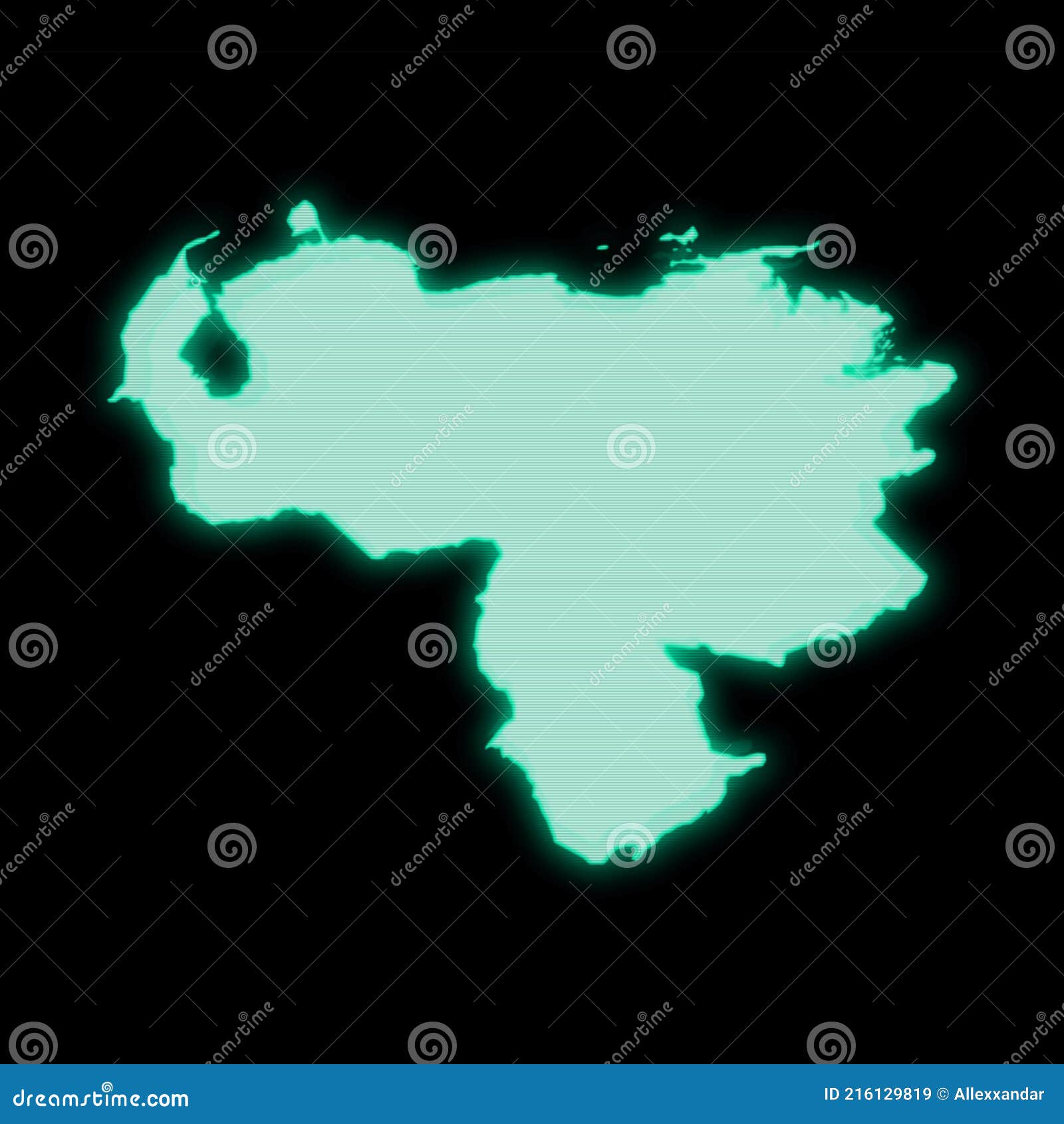 Map of Venezuela, Old Green Computer Terminal Screen Stock Illustration ...