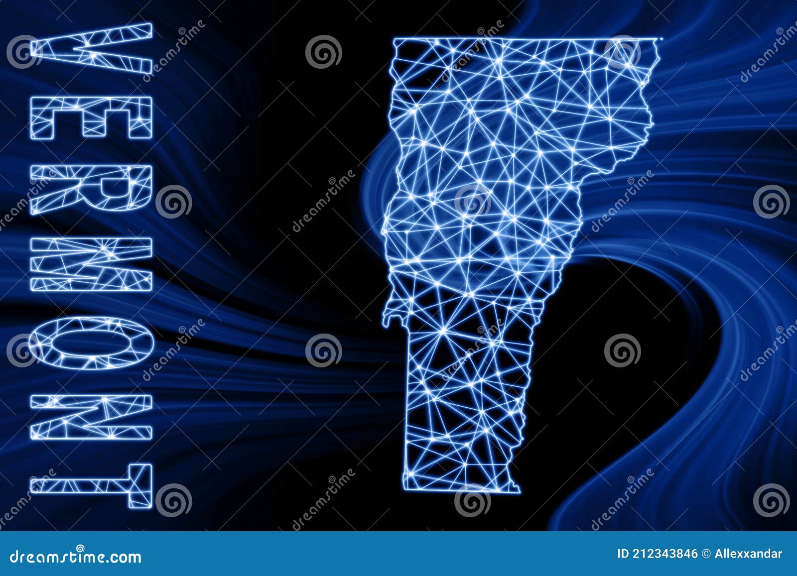 Map Of Vermont, Polygonal Mesh Line Map Stock Image | CartoonDealer.com ...