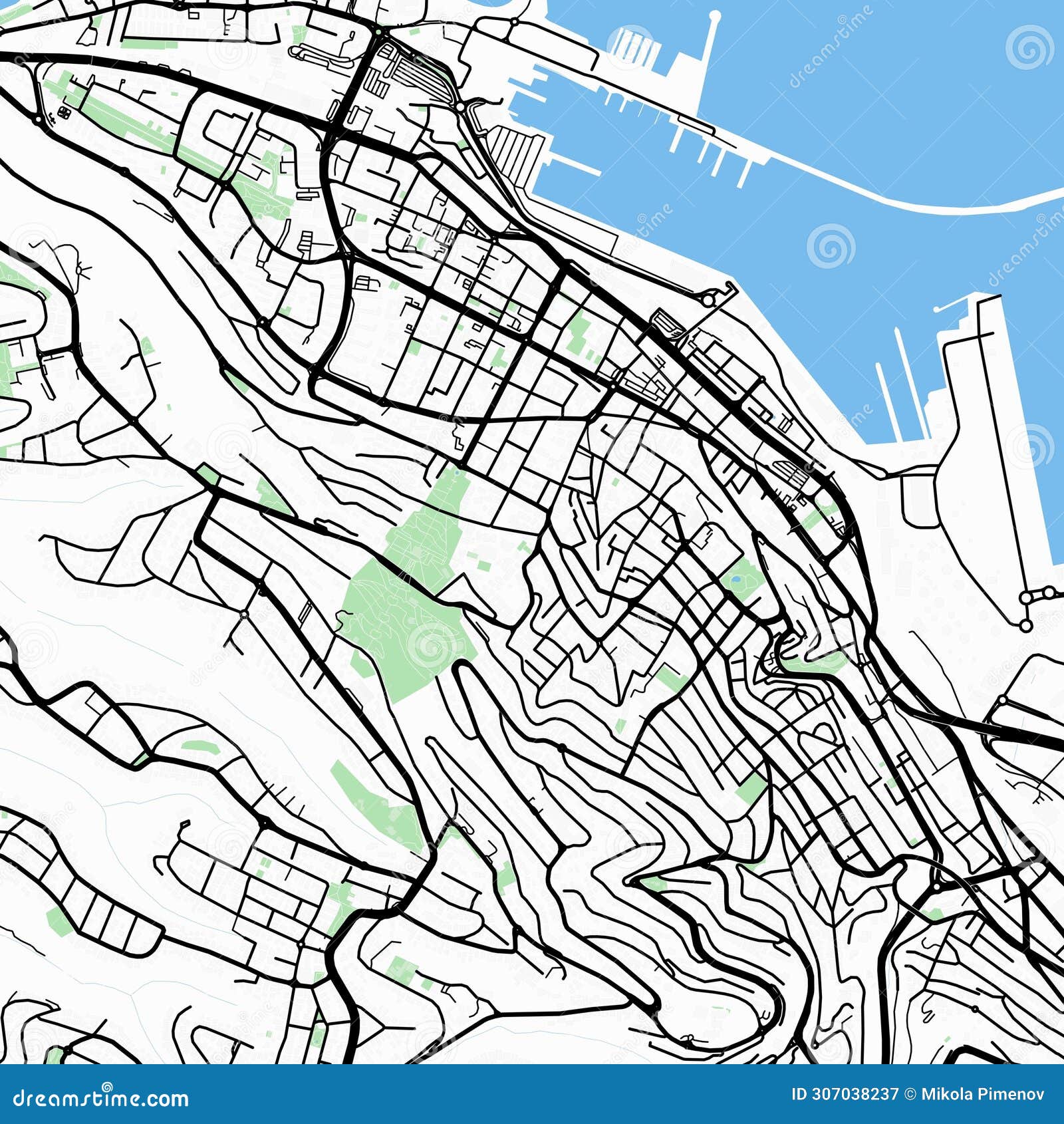 Map of the city of Haifa. stock illustration. Illustration of text ...