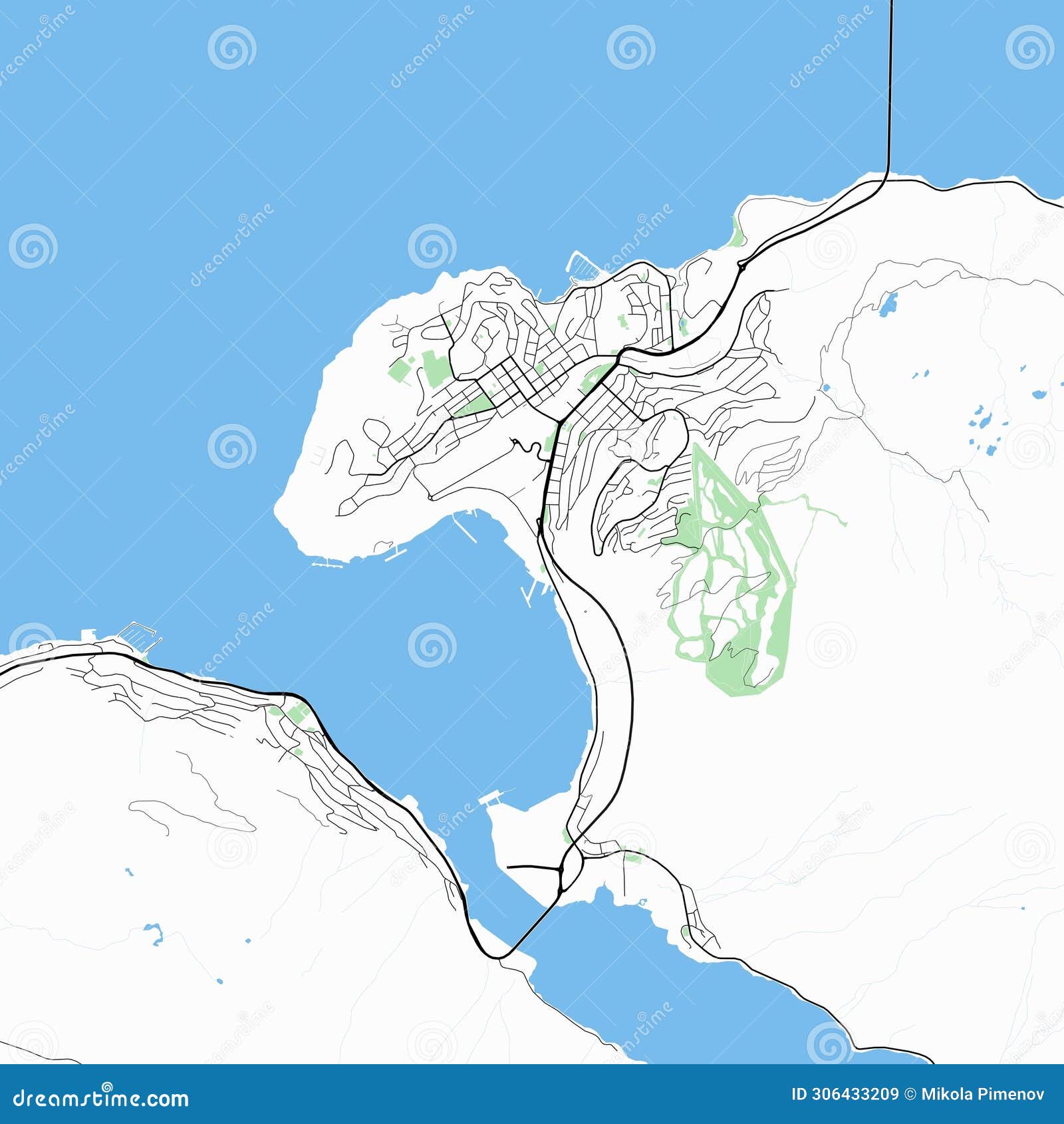 Map of the city of Narvik. stock illustration. Illustration of text ...