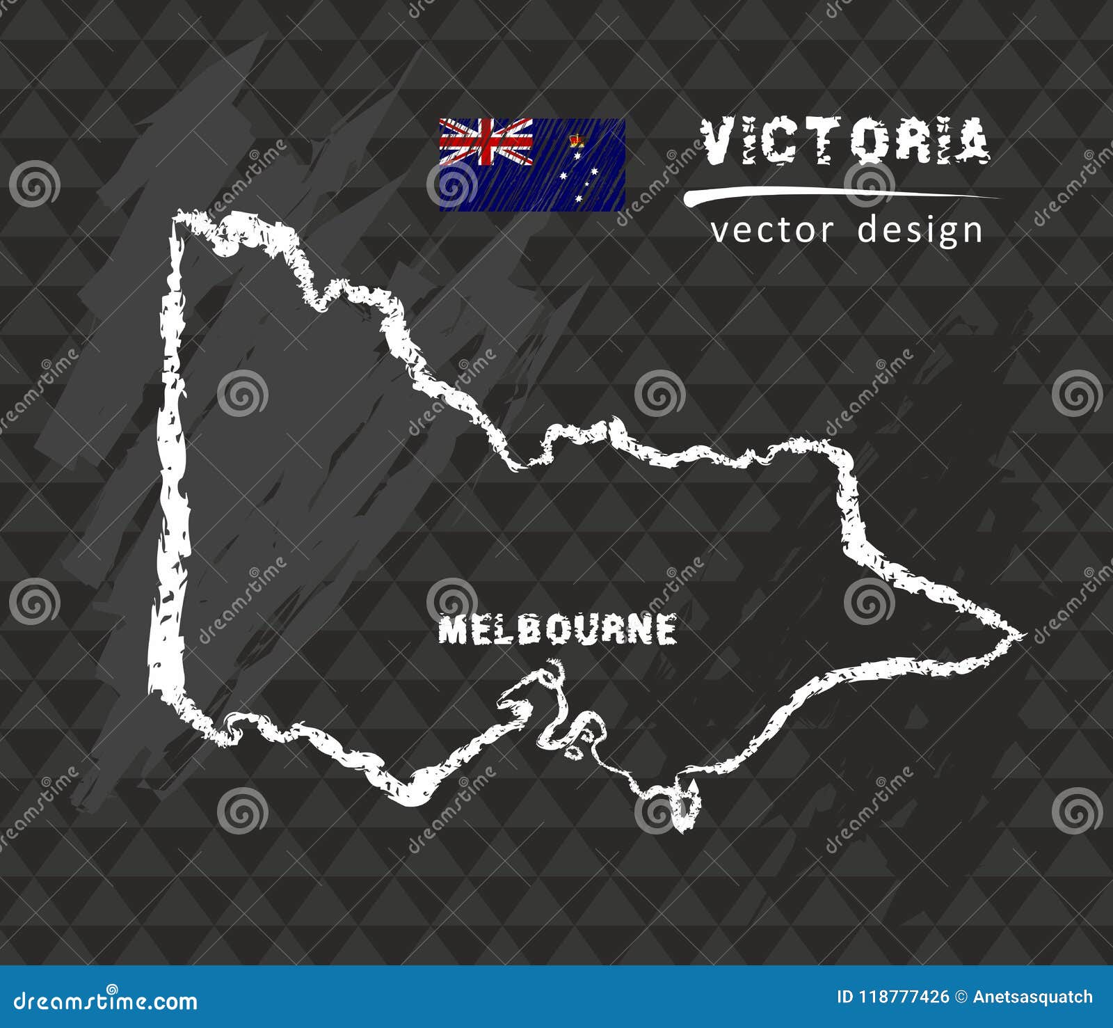 Map of Victoria, Chalk Sketch Vector Illustration Stock Vector ...
