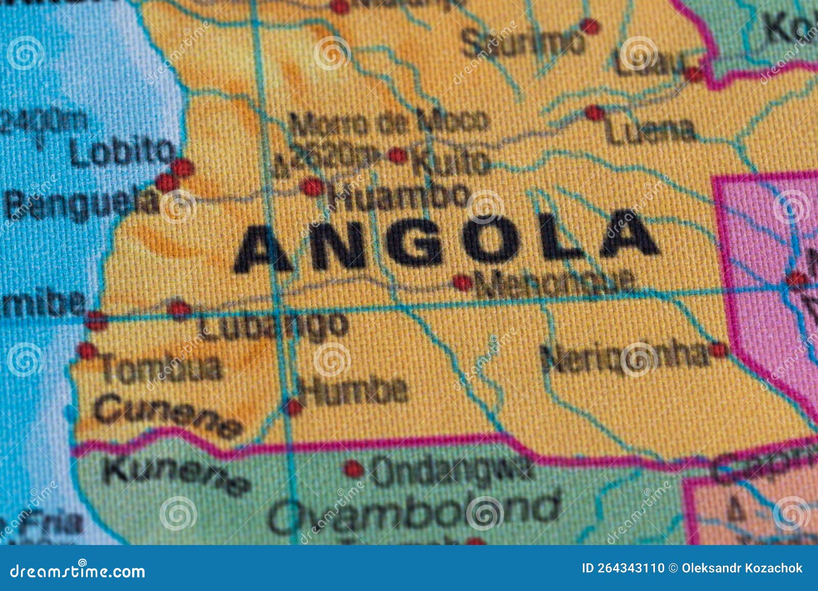 Map View of Angola on a Geographical Globe. Stock Photo - Image of ...