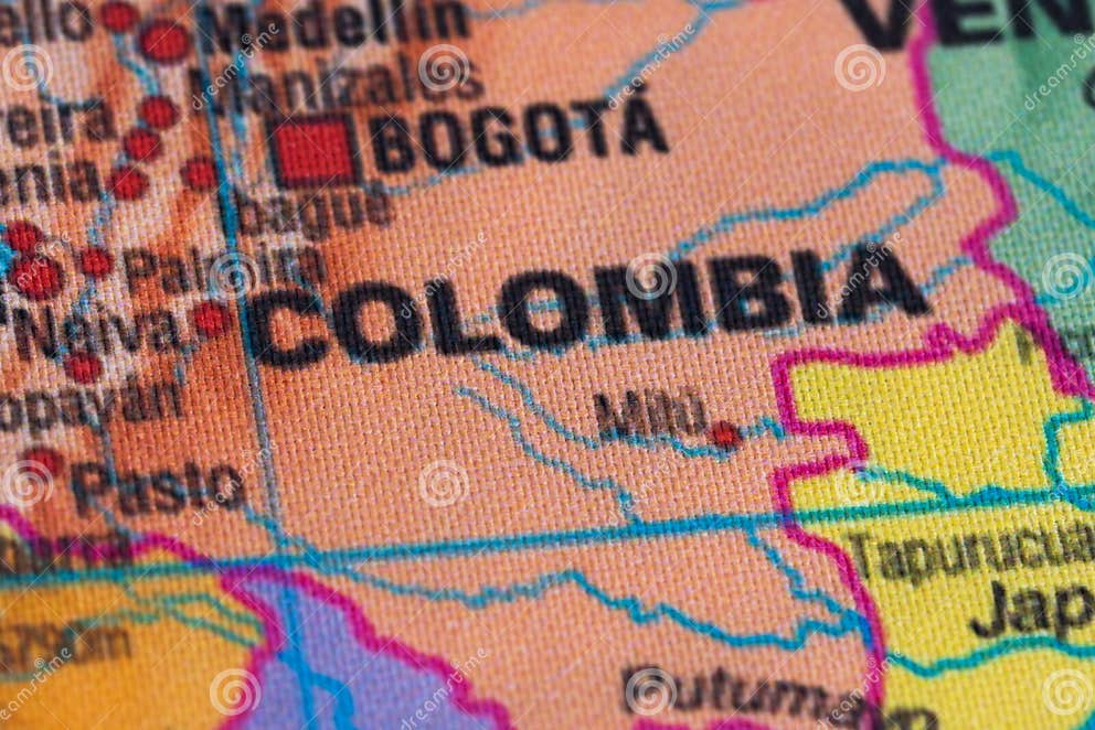Map View of Colombia on a Geographical Globe. Stock Image - Image of ...