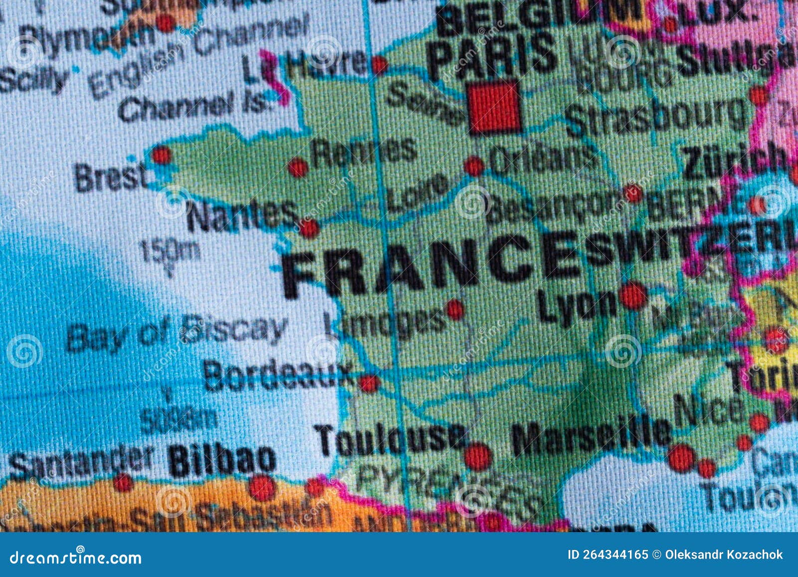 Map View of France on a Geographical Globe. Stock Image - Image of flat ...