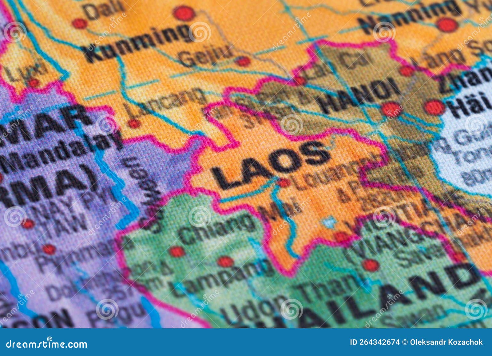 Map View of Laos on a Geographical Globe. Stock Photo - Image of earth ...