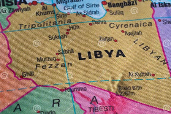 Map View of Libya on a Geographical Globe. Stock Image - Image of ...