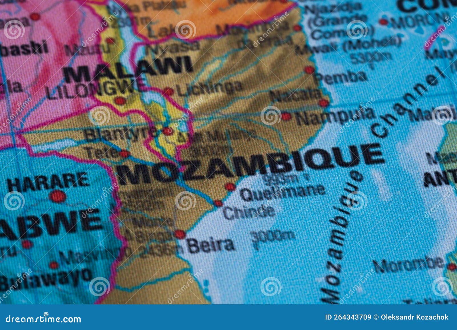 Map View of Mozambique on a Geographical Globe. Stock Image - Image of ...