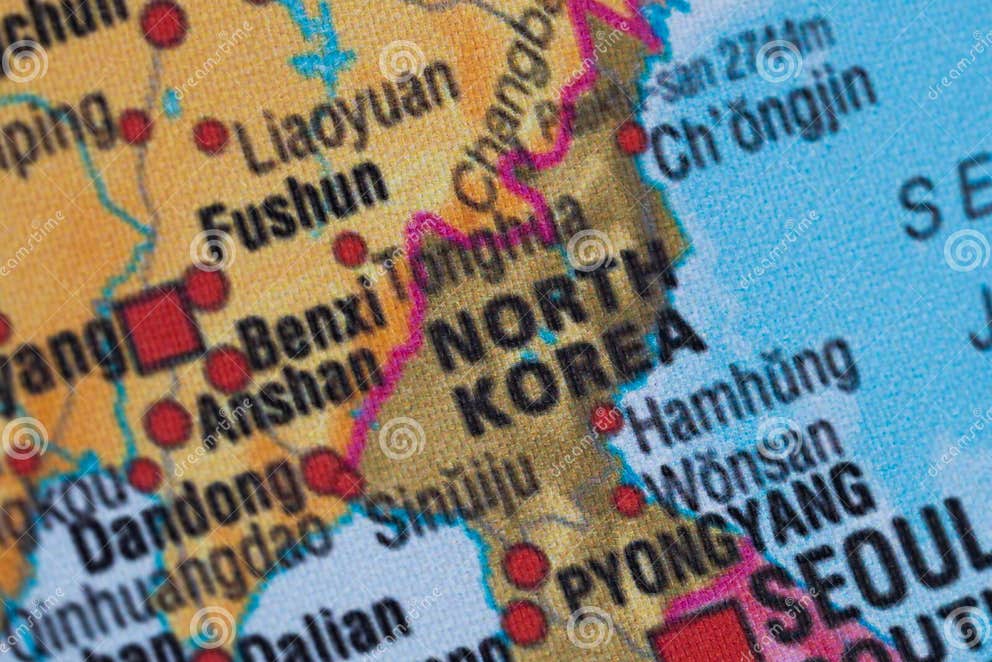 Map View of North Korea on a Geographical Globe. Stock Photo - Image of ...
