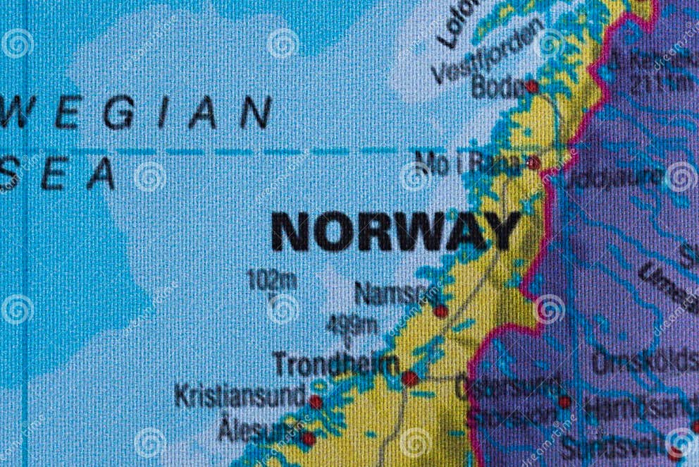 Map View of Norway on a Geographical Globe. Stock Photo - Image of ...