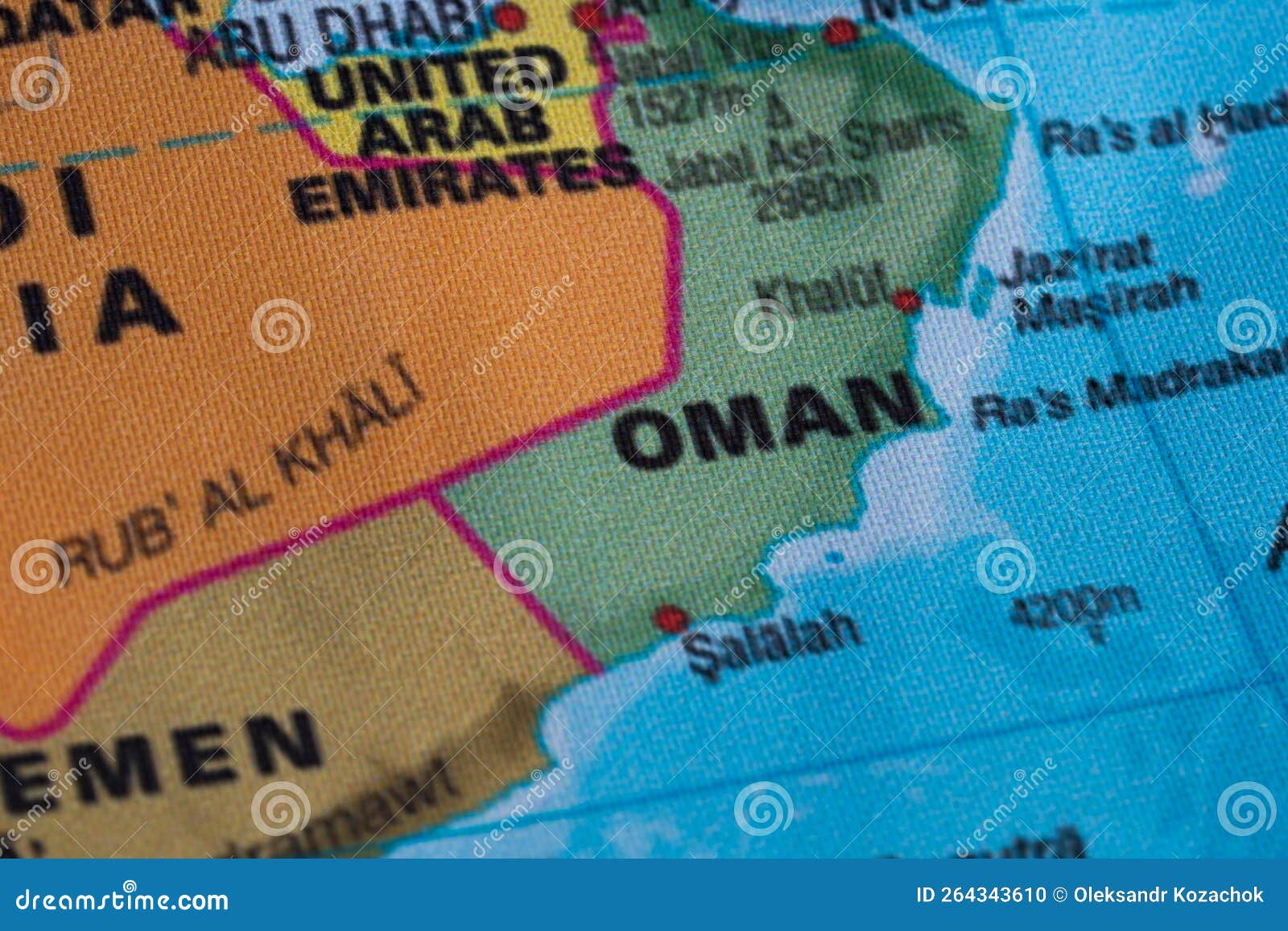 Map View of Oman on a Geographical Globe. Stock Photo - Image of states ...
