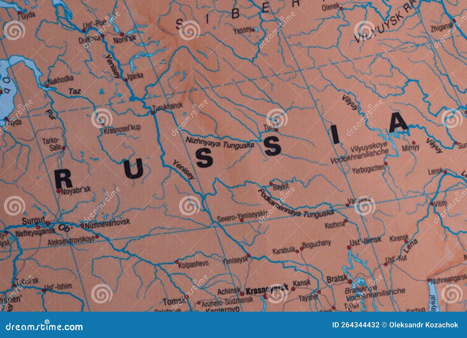 Map View of Russia on a Geographical Globe. Stock Photo - Image of ...