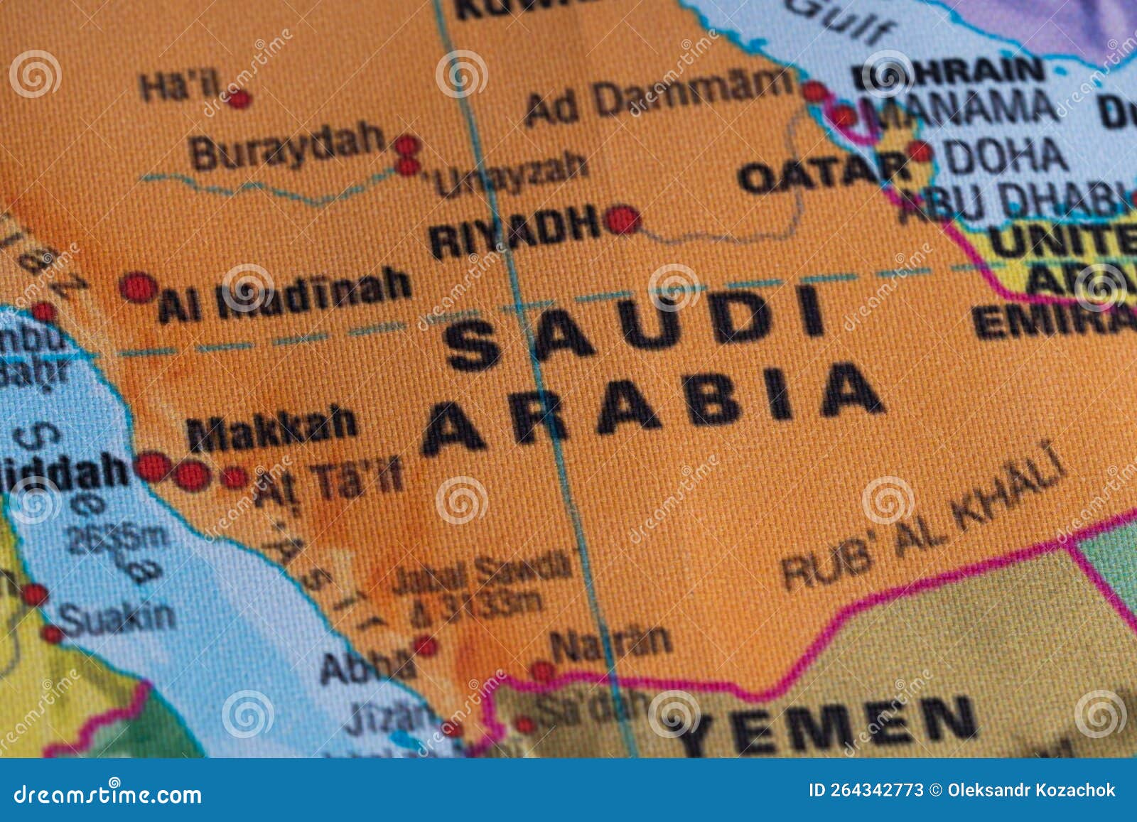 Map View of Saudi Arabia on a Geographical Globe. Stock Image - Image ...