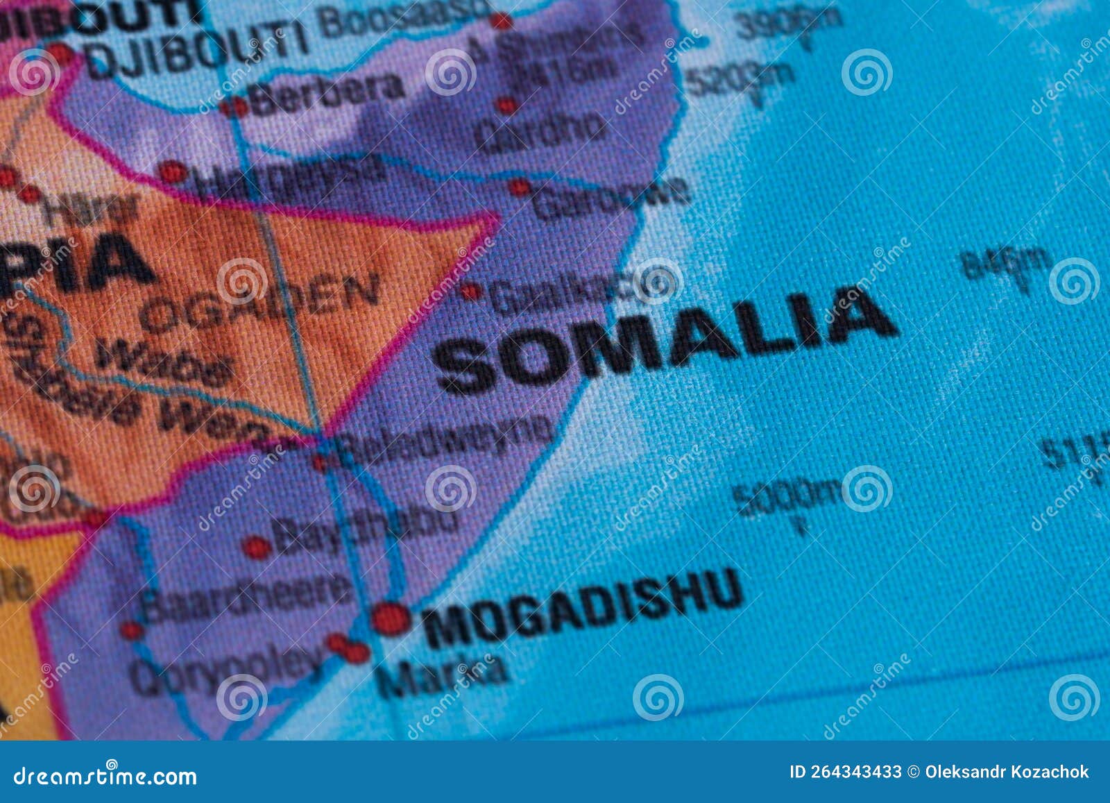 Map View of Somalia on a Geographical Globe. Stock Image - Image of ...