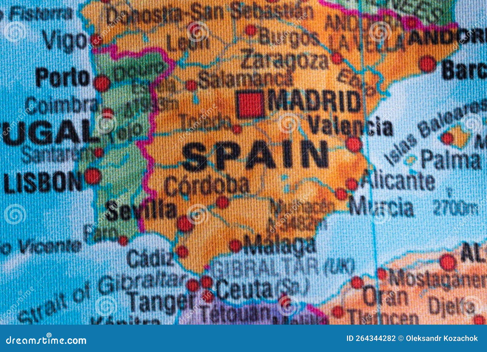Map View of Spain on a Geographical Globe. Stock Photo - Image of ...