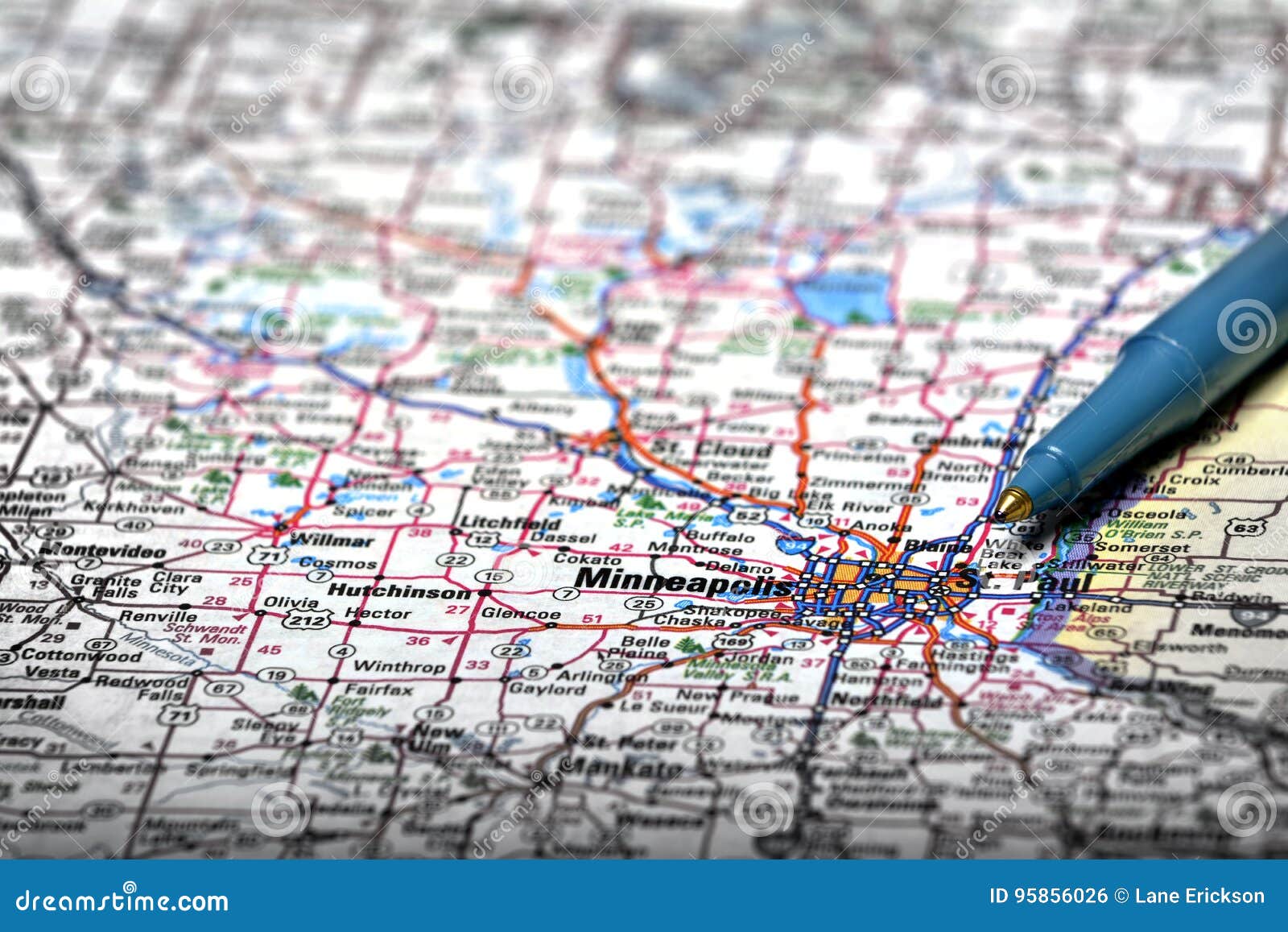 Map View for Travel To Locations with Pen Stock Photo - Image of land ...