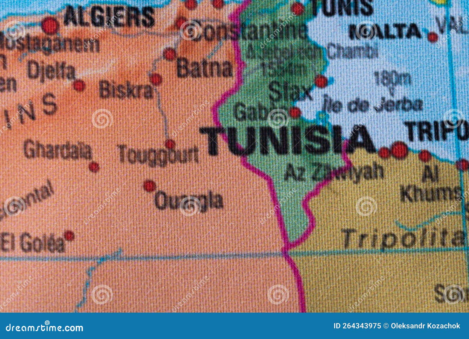 Map View of Tunisia on a Geographical Globe. Stock Image - Image of ...